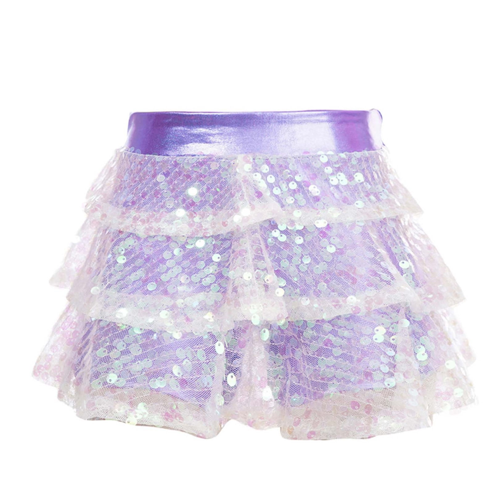 iixpin Girls Sequins Ruffle Dance Skirts Ballet Tutu Skirts Modern ...