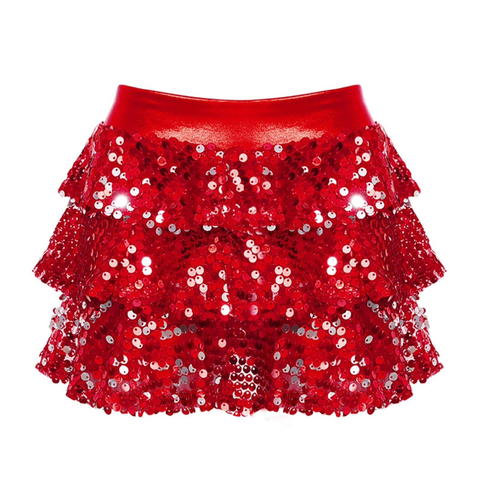 iixpin Girls Sequins Ruffle Dance Skirts Ballet Tutu Skirts Modern ...