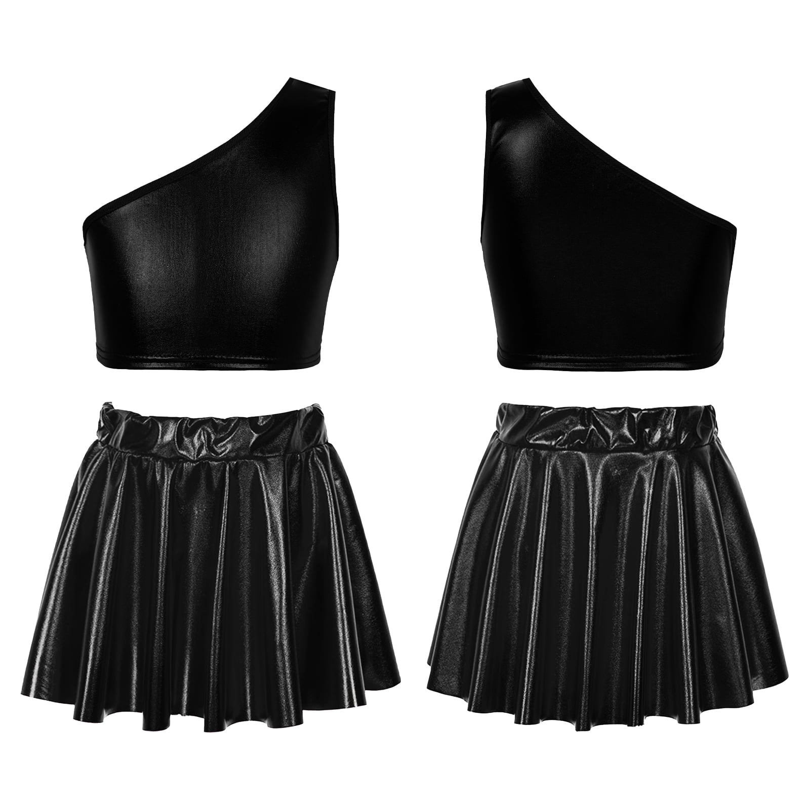 iixpin Girls Shiny Metallic Hip Hop Jazz Ballet Dance Outfits Costume ...