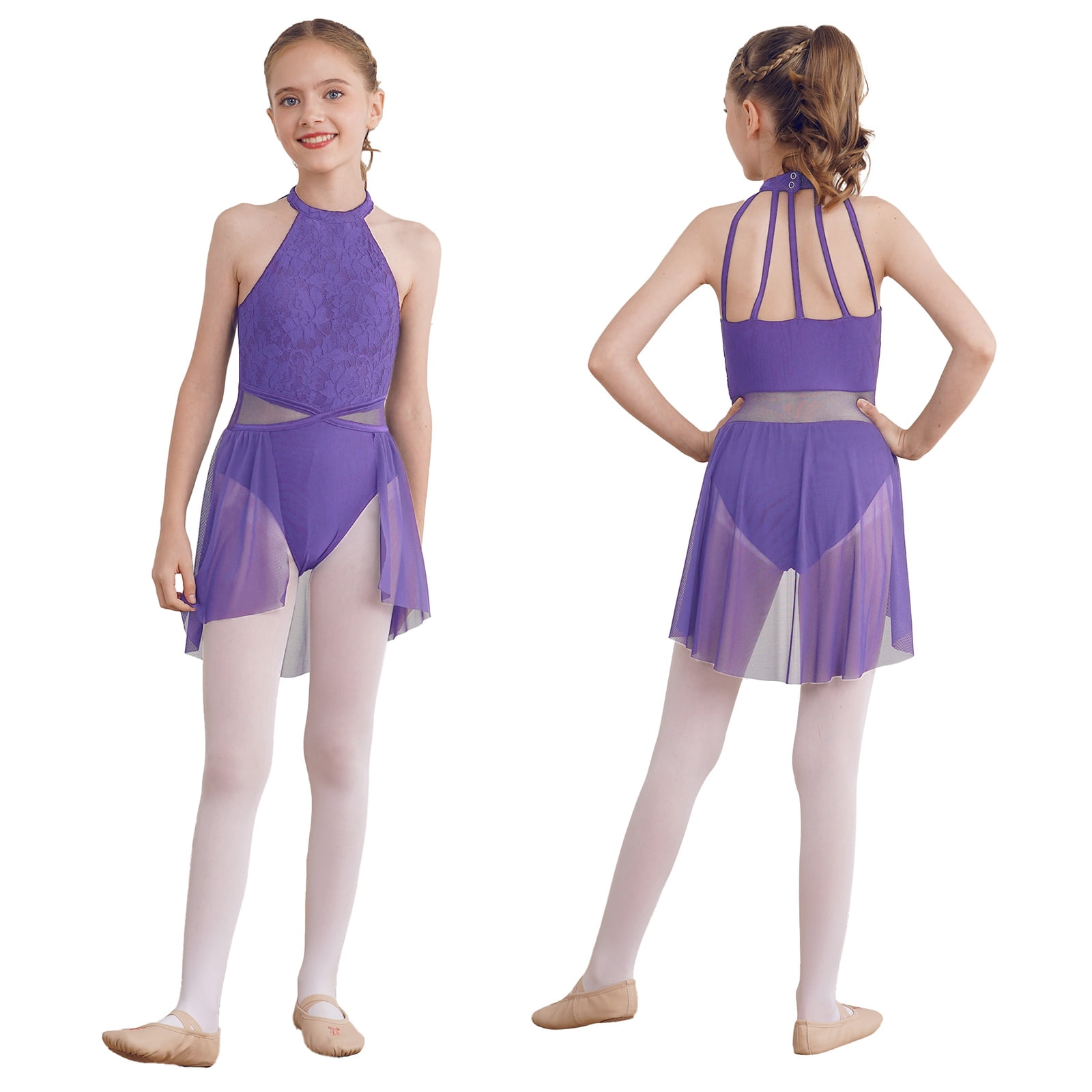 iixpin Girls Sleeveless Lyrical Dance Dress Ballet Tutu Skirt Leotard ...