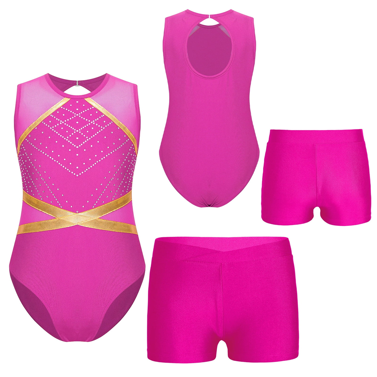 iixpin Gymnastics Leotard for Girls 2 Piece Outfits Gymnastics Bodysuit ...