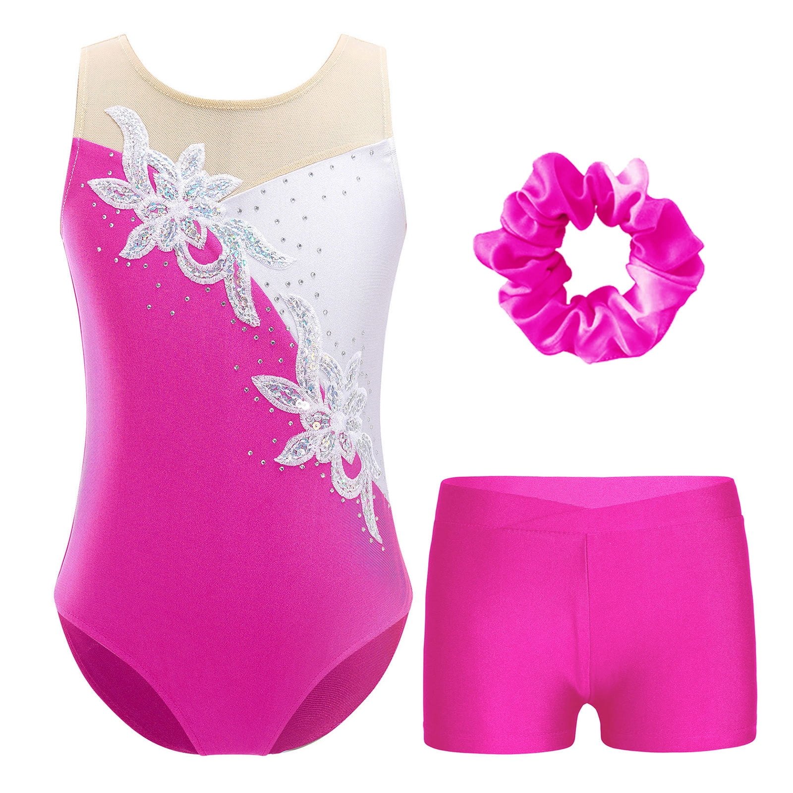 iixpin Gymnastics Leotards for Girls Ballet Dance Bodysuit with Shorts ...