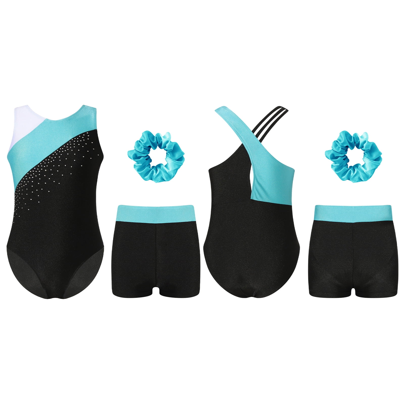 iixpin Gymnastics Leotards for Girls Sparkly Dance Unitards Biketards 3 ...