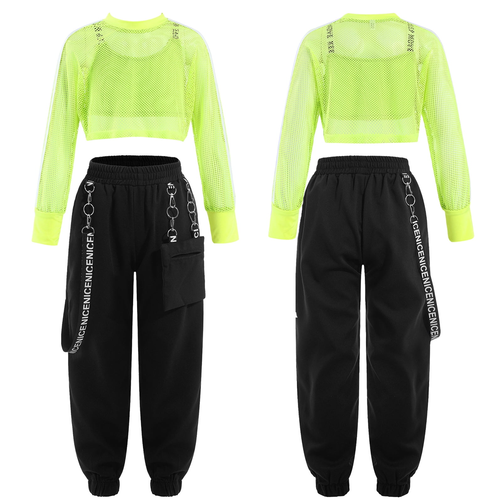 iixpin Kids 3 Piece Sports Tracksuit Girls Crop Tops with Sweatpants ...