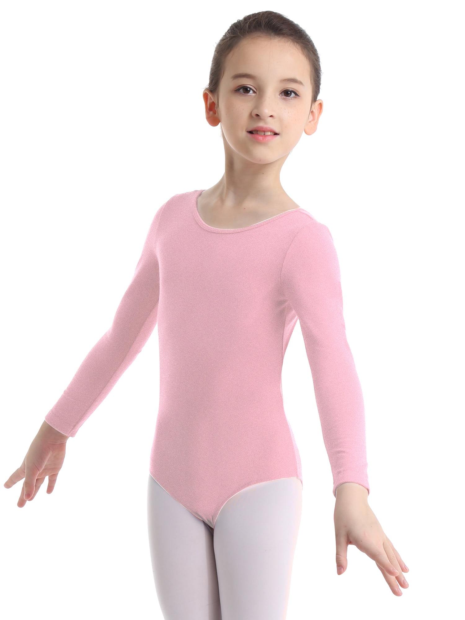 iixpin Kids Girls Basic Ballet Dance Leotards Long Sleeve Gymnastics ...