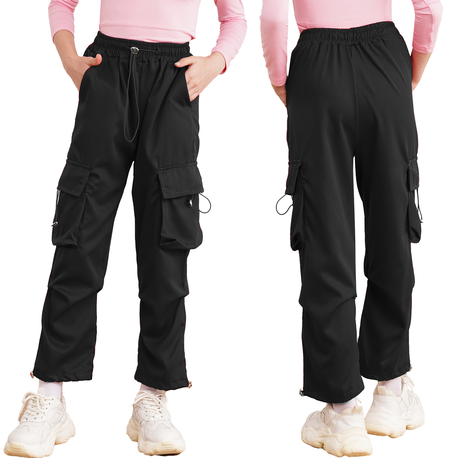 DPOIS Girls Hip Hop Jazz Street Cargo Pants Straight Leg Sweatpants ...