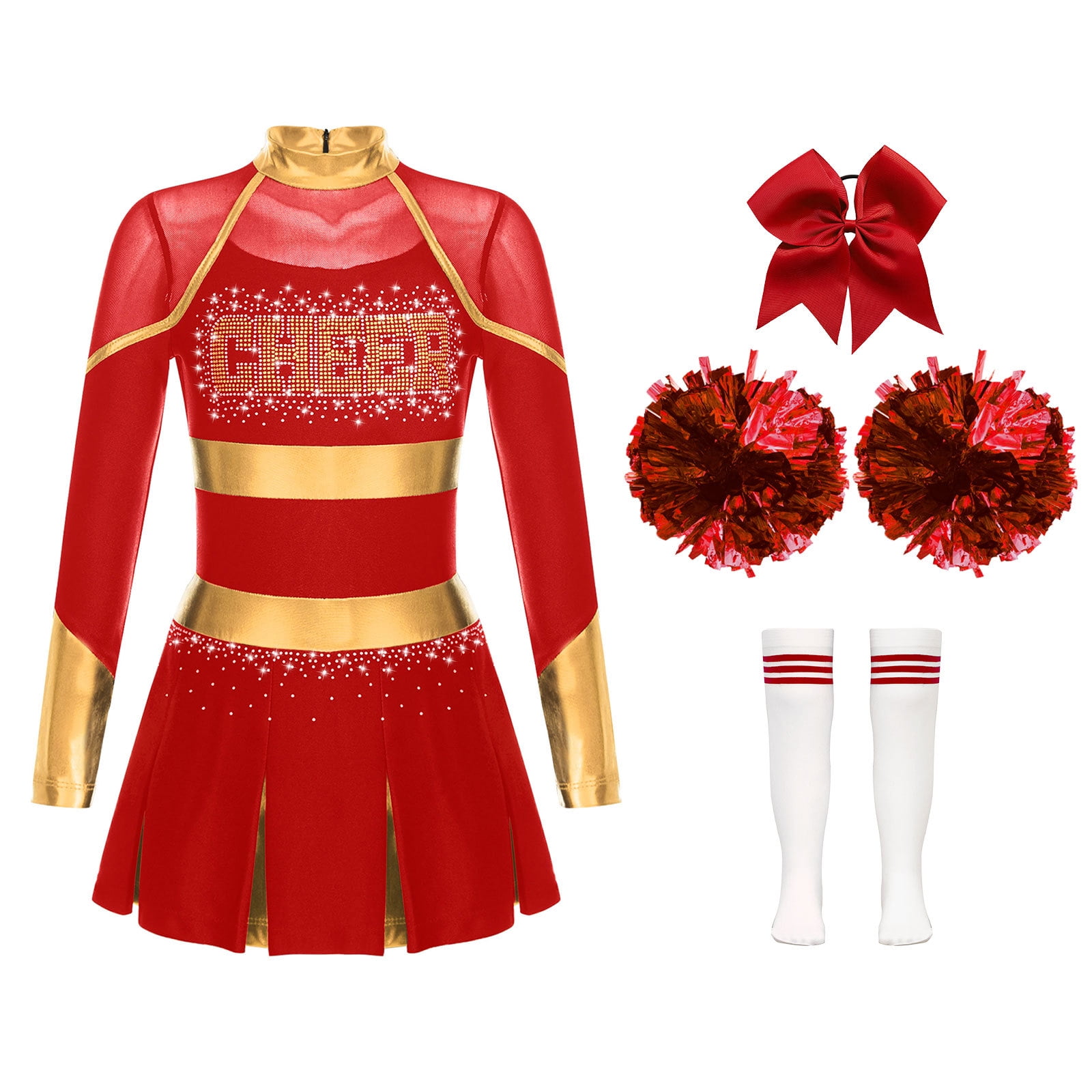 iixpin Kids Girls Cheer Leader Costume Carnival Halloween Fancy Dress ...