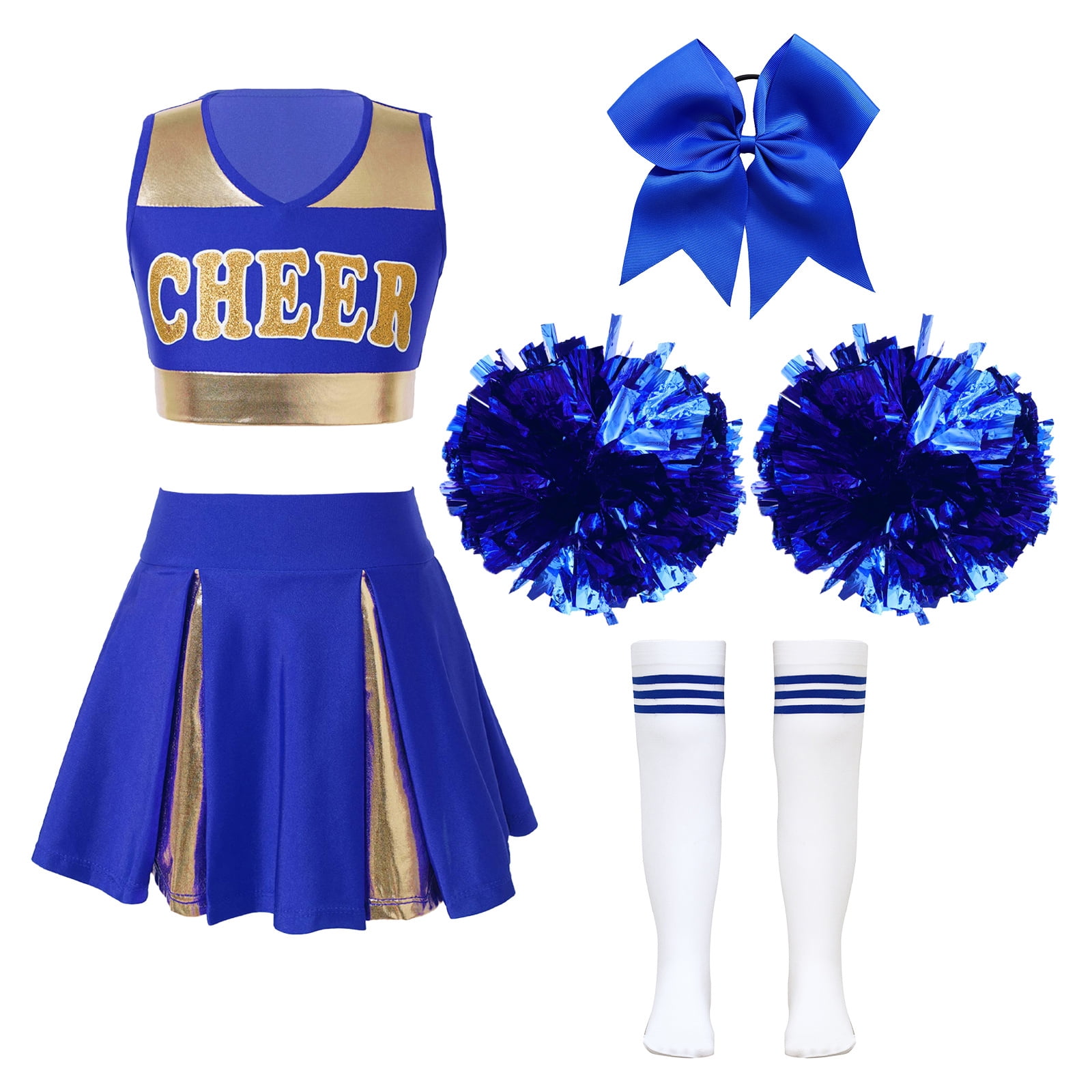 iixpin Kids Girls Cheer Leader Costume Cheerleading Outfits Halloween ...