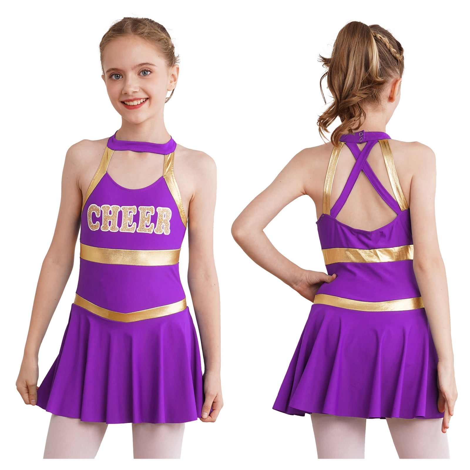 iixpin Kids Girls Cheer Leader Costume Cheerleading Outfits Halloween ...