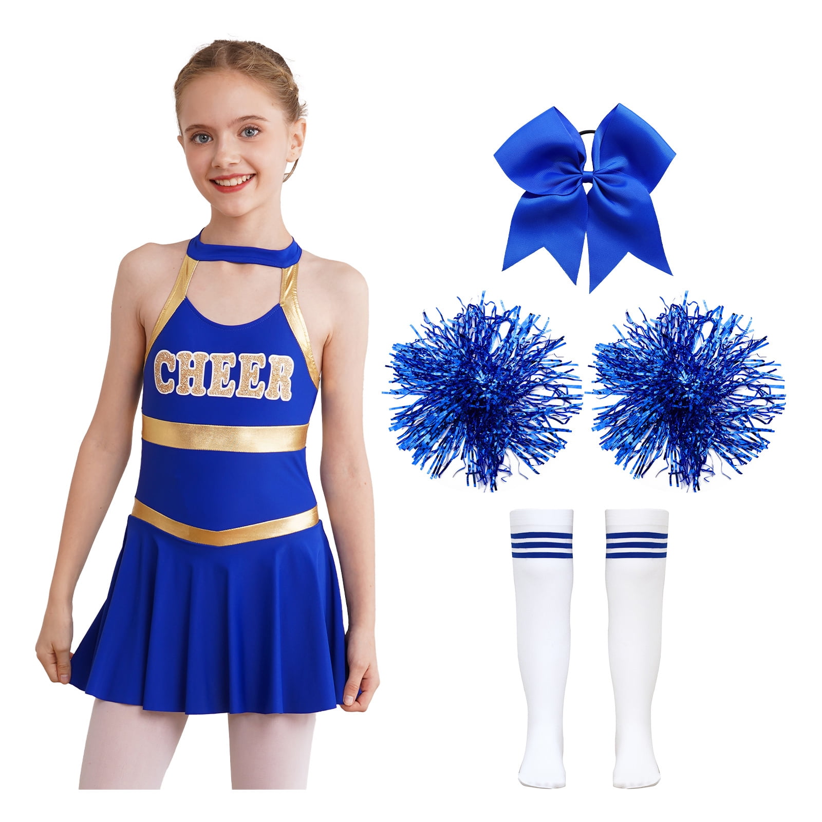iixpin Kids Girls Cheer Leader Costume Outfit Set Halloween Party Fancy ...