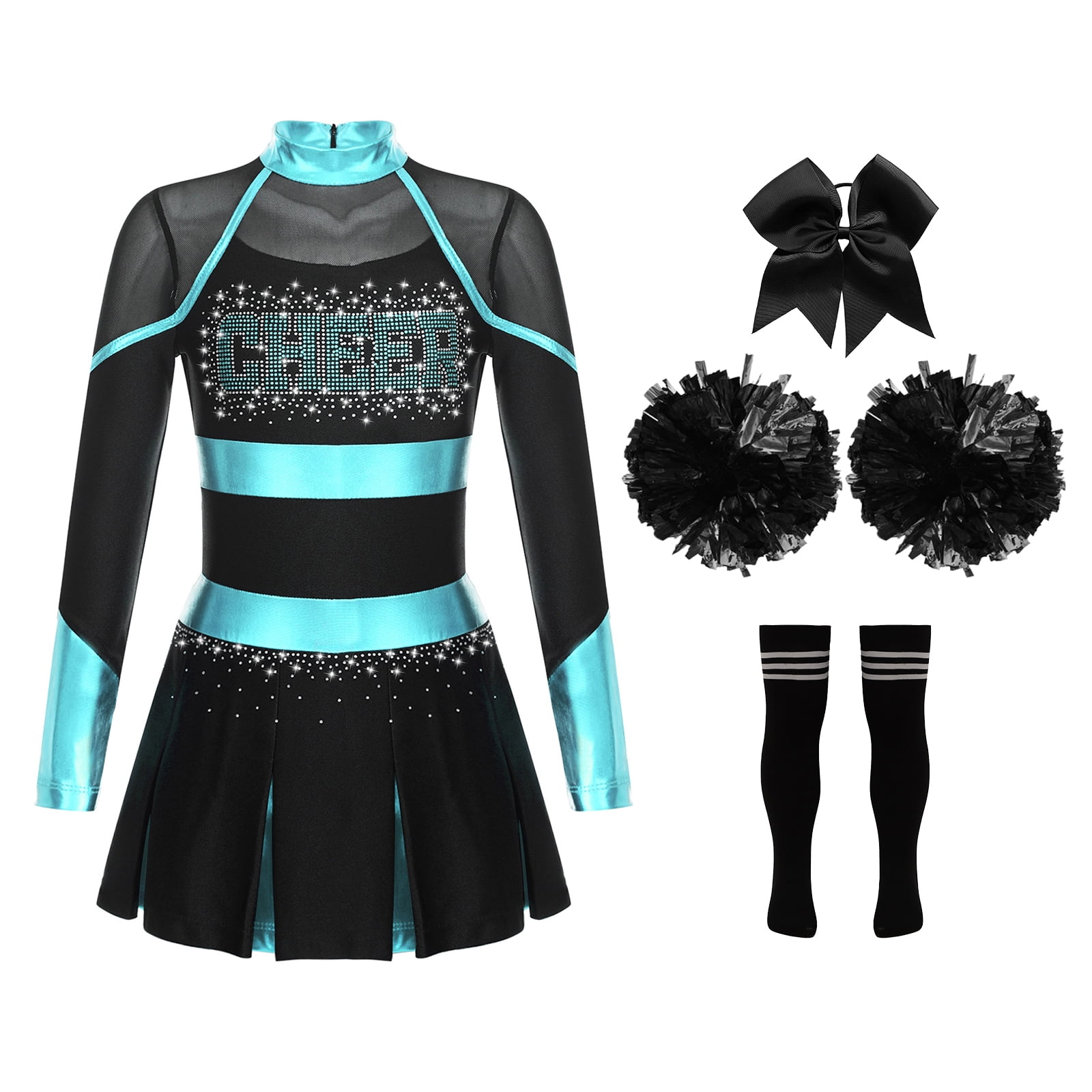 iixpin Kids Girls Cheer Leader Costume for Halloween Party Fancy Dress ...