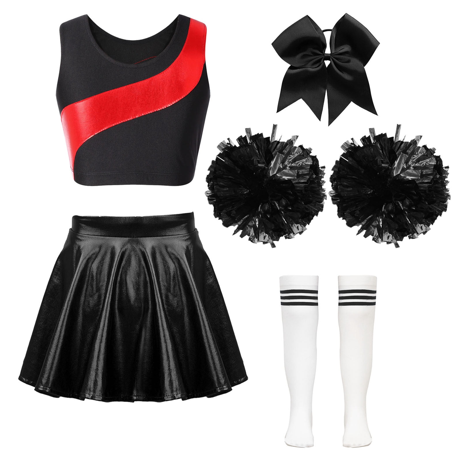iixpin Kids Girls Cheerleading Dance Dress Uniform Cheer Leader Costume ...