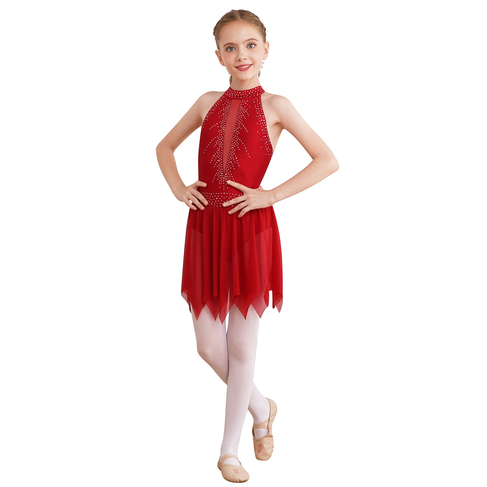 iixpin Kids Girls Gymnastics Tutu Skirt Figure Ice Skating Dance ...