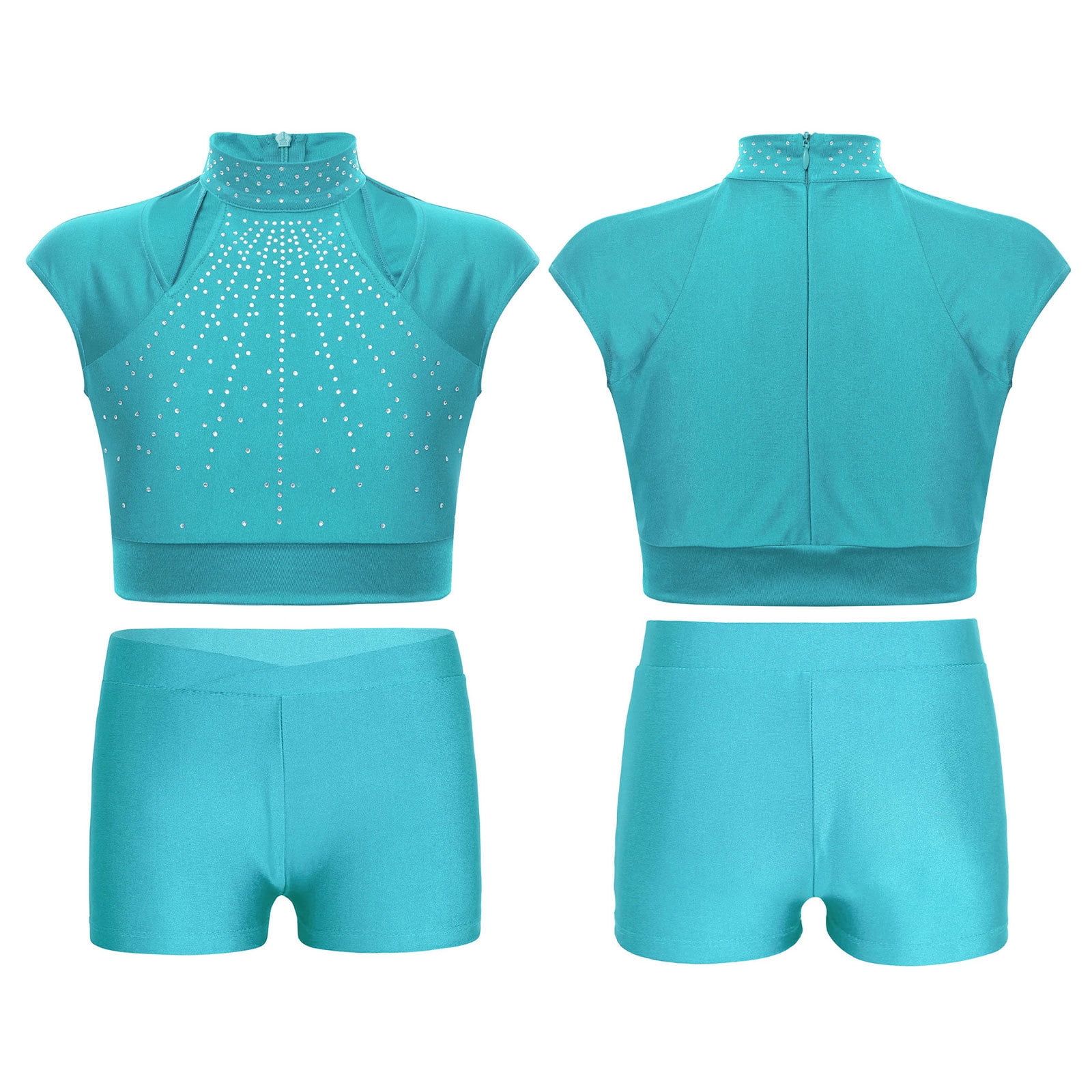iixpin Kids Girls Gymnastics Workout Set Sport Crop Top with Athletic ...