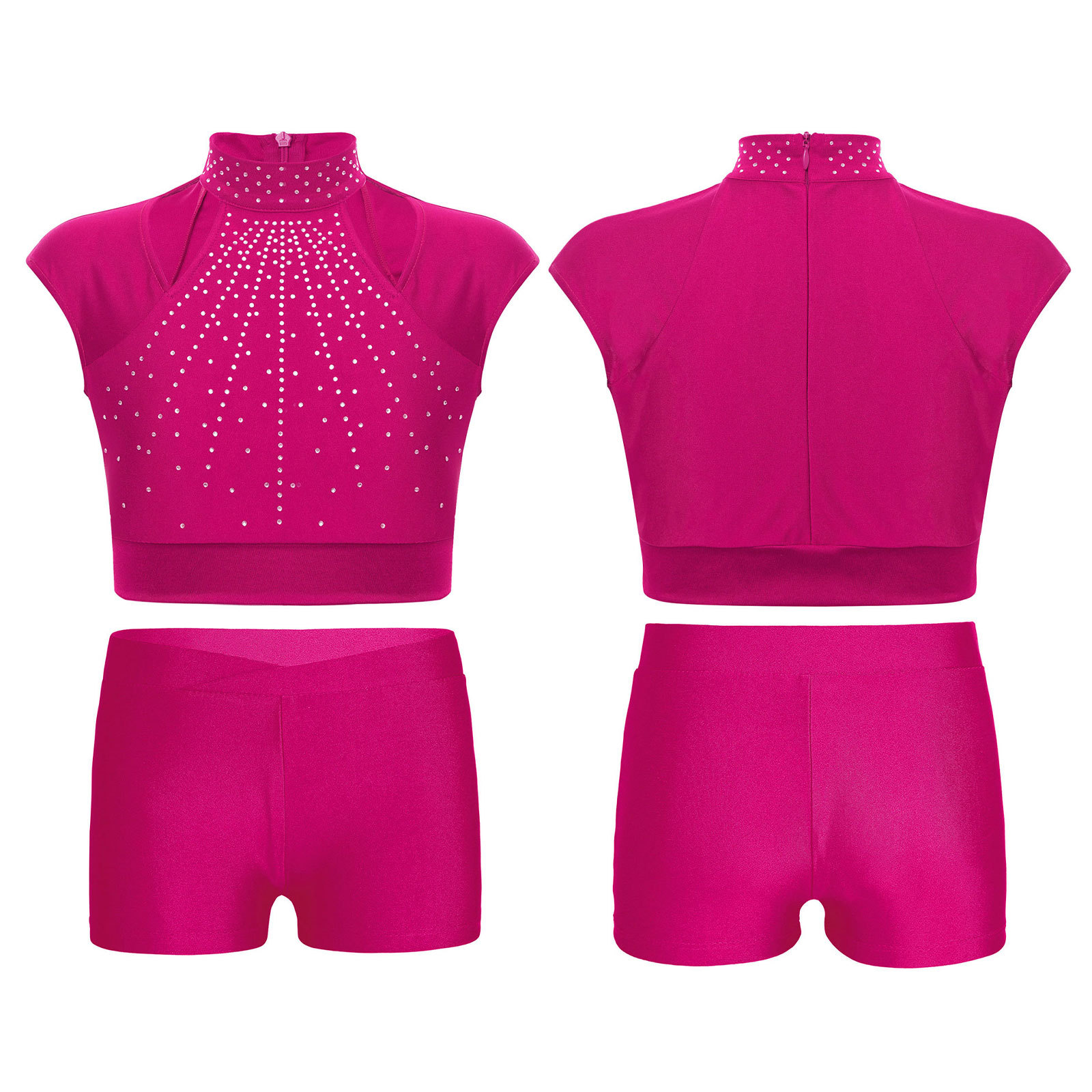 iixpin Kids Girls Gymnastics Workout Set Sport Crop Top with Athletic ...