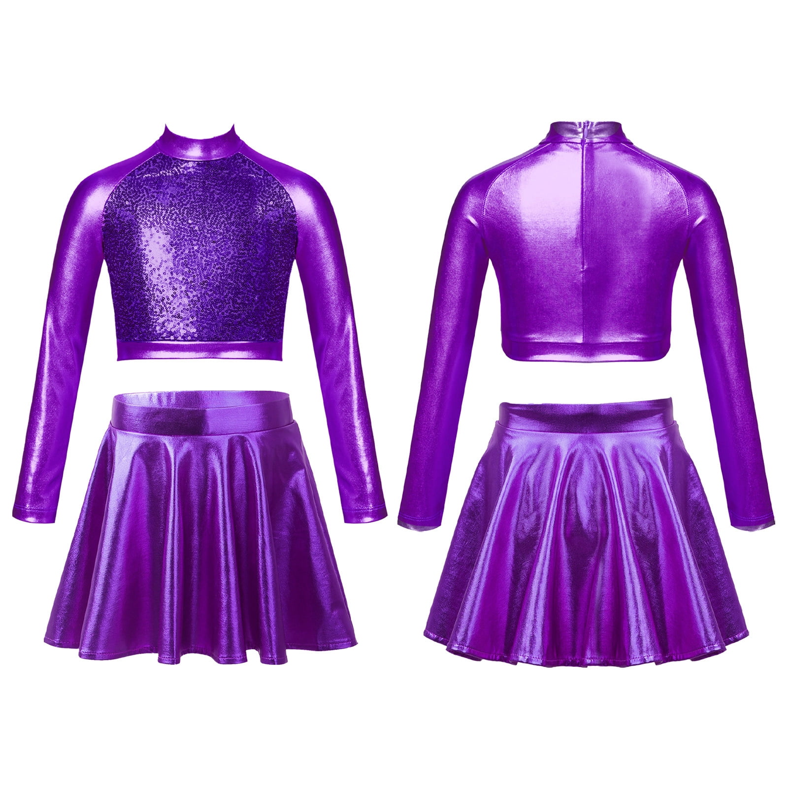 iixpin Kids Girls Jazz Hip Hop Dance Outfits Sequin Crop Tops with ...