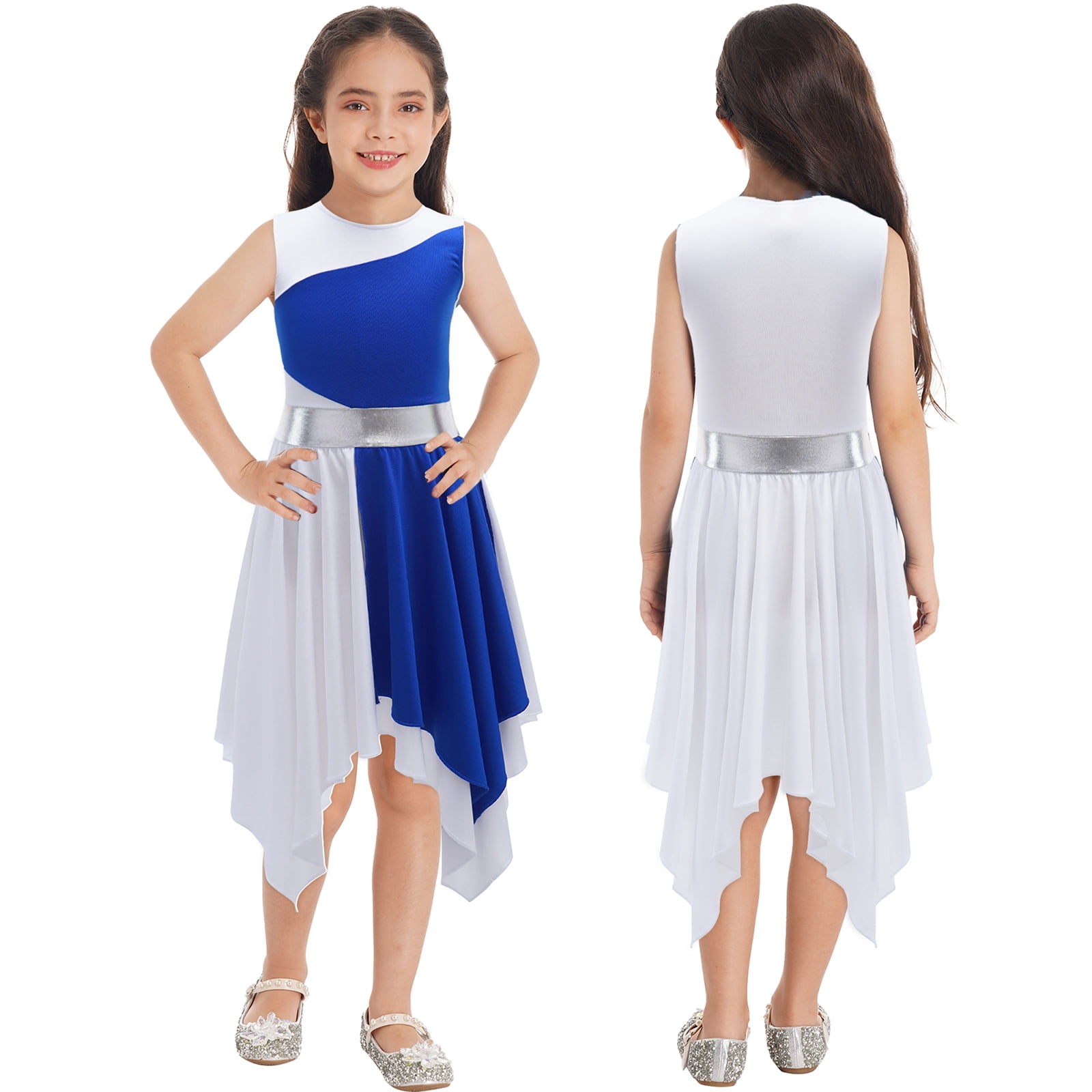 iixpin Kids Girls Liturgical Praise Dance Dress Color Block Worship ...