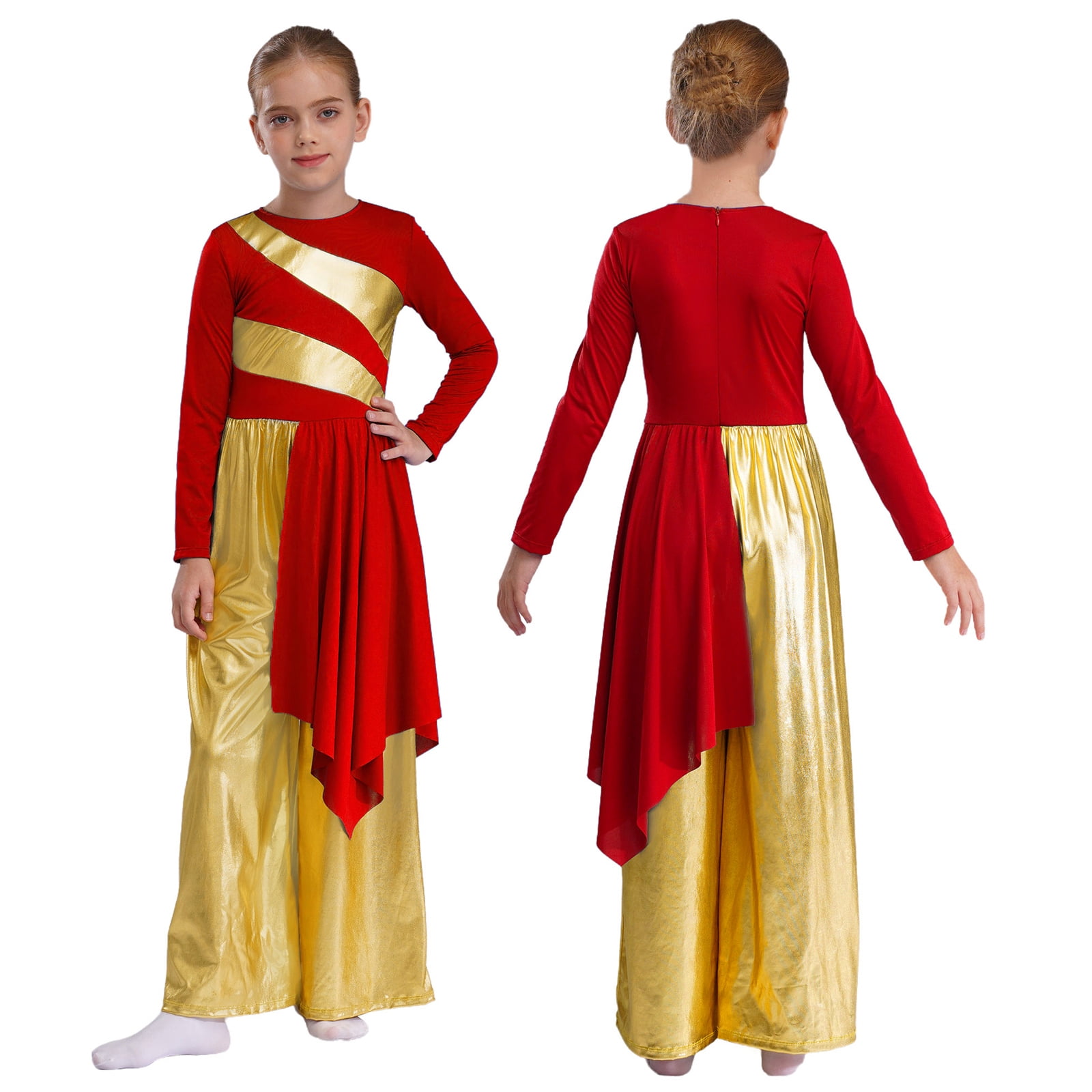 iixpin Kids Girls Metallic Long Sleeve Liturgical Lyrical Praise Dance ...