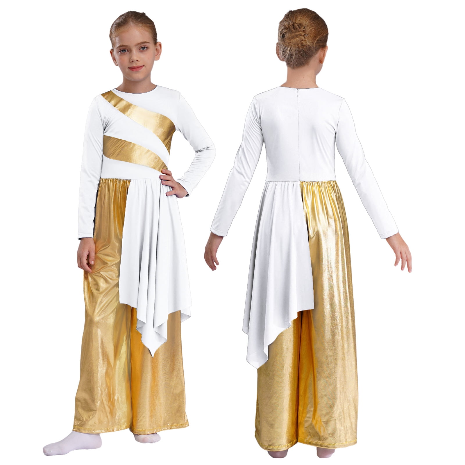 iixpin Kids Girls Metallic Long Sleeve Liturgical Lyrical Praise Dance ...