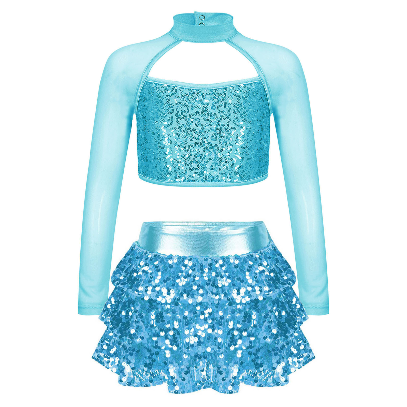 iixpin Kids Girls Sequins Jazz Hip Hop Dance Outfits Crop Top with ...
