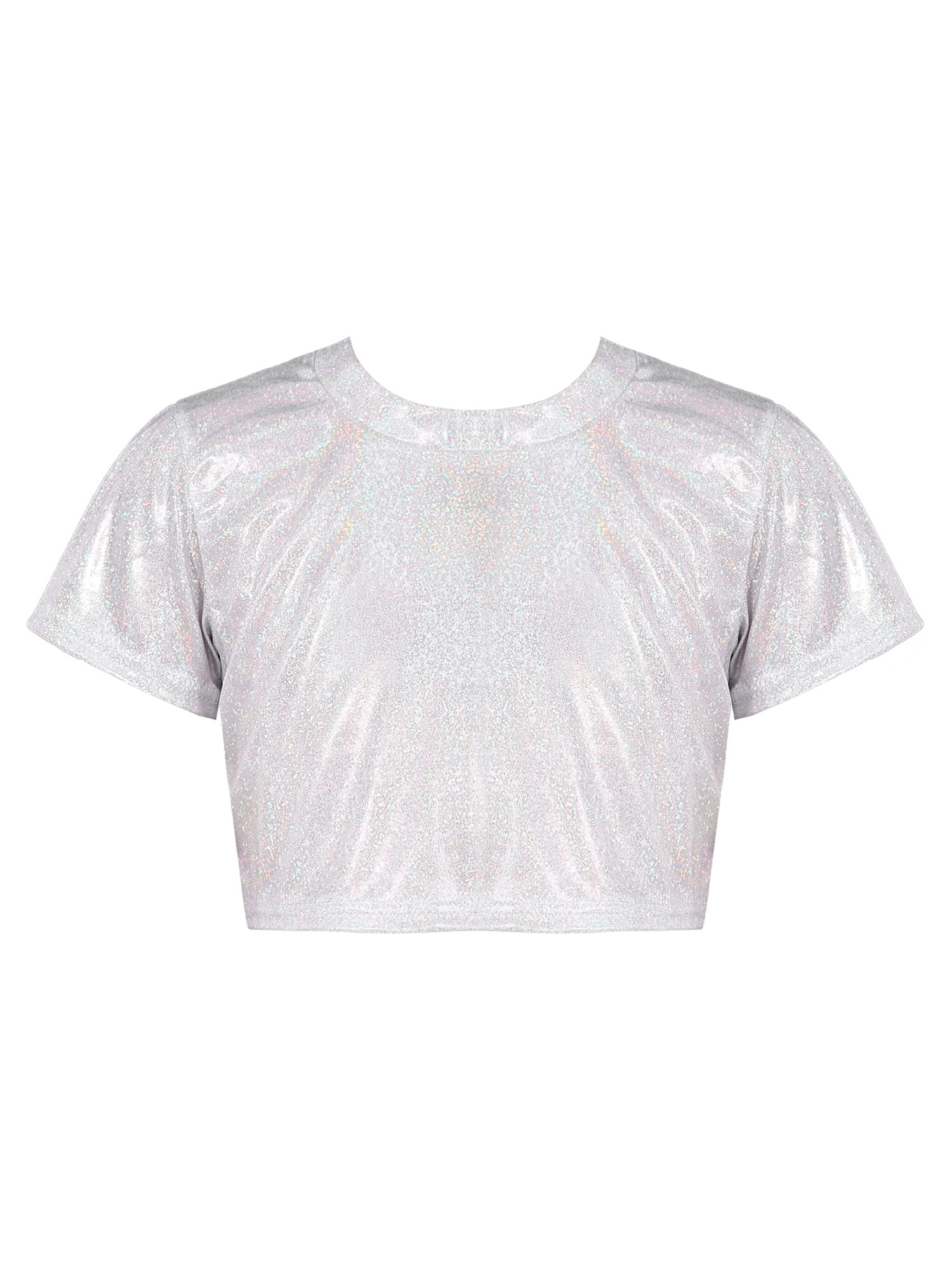 iixpin Kids Girls Sparkle Dance Crop Tops Hip Hop Street Dance Stage ...