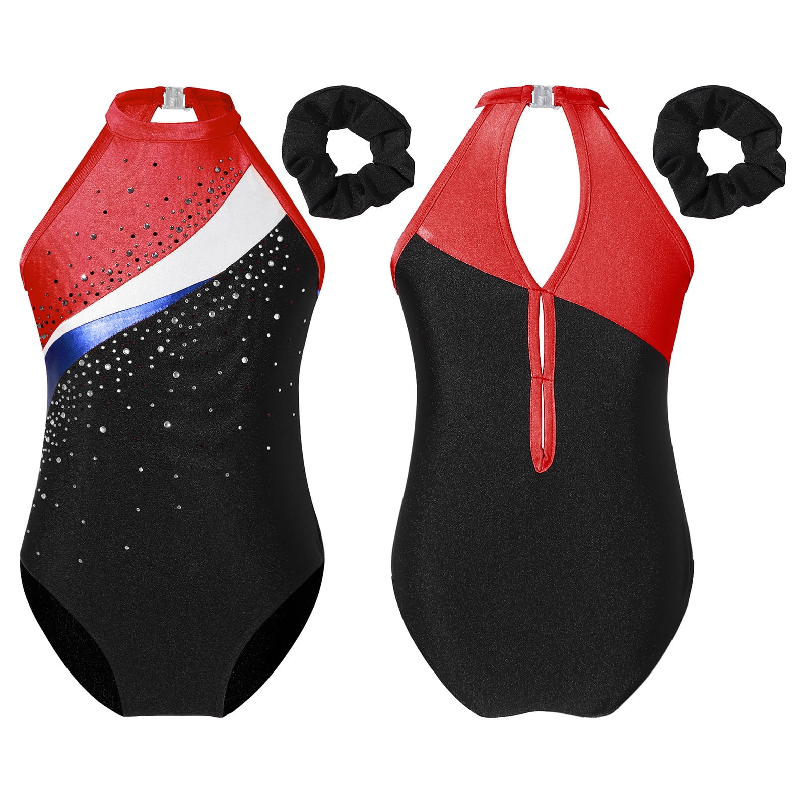 iixpin Kids Girls Shiny Rhinestone Ballet Dance Gymnastics Leotards One ...