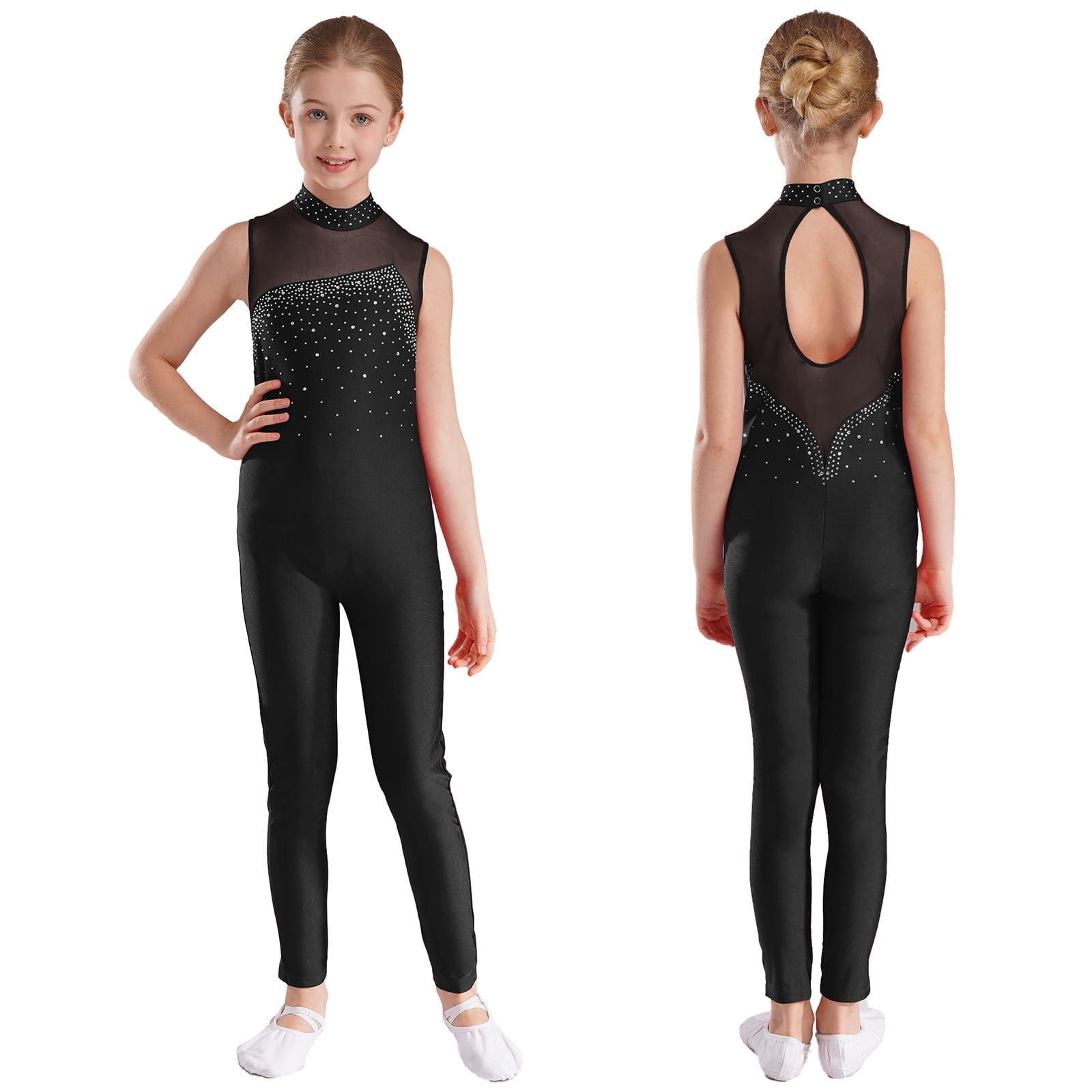 iixpin Kids Girls Sleeveless Gymnastics Leotard Dance Unitard Full Body ...