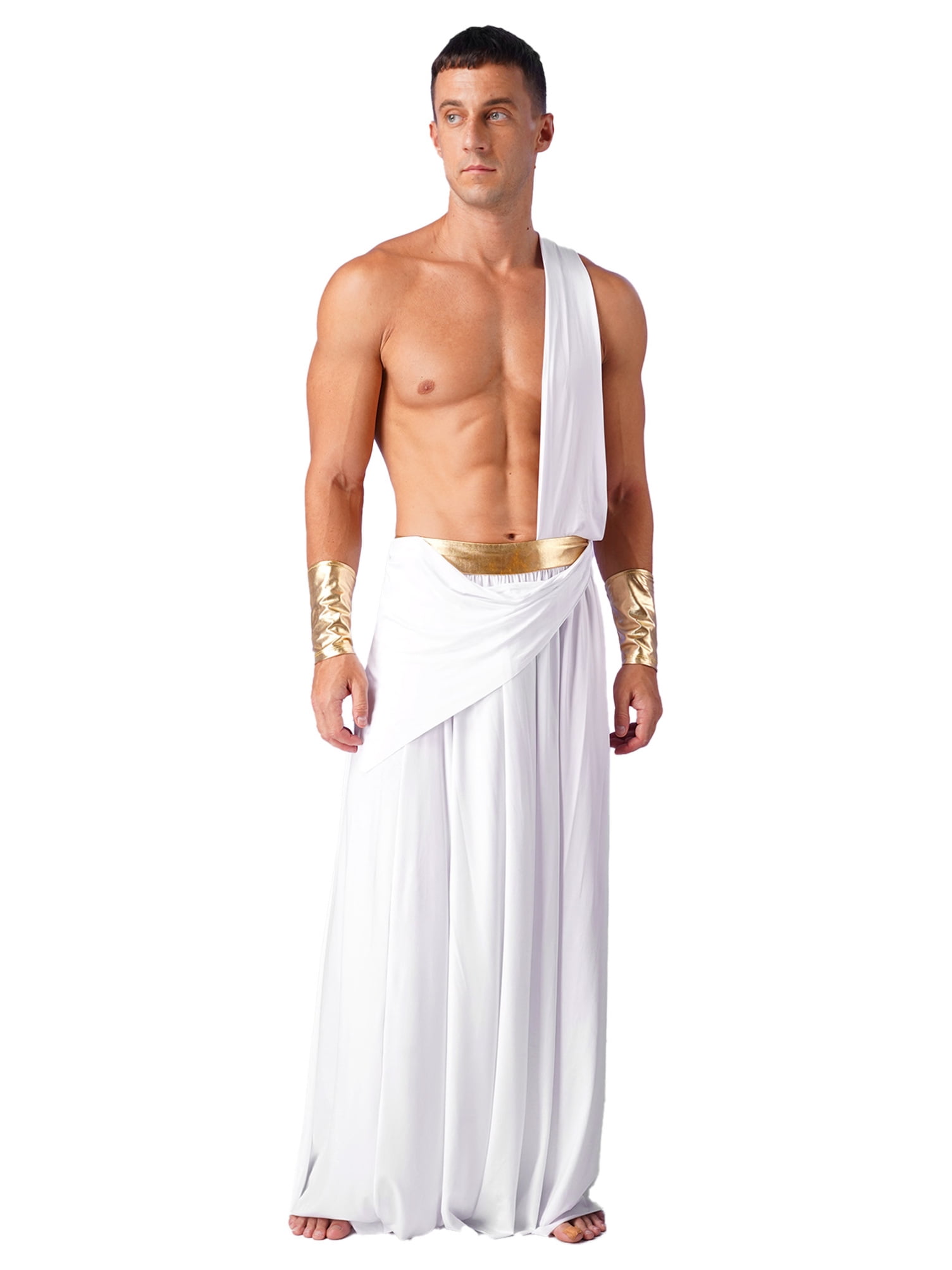 iixpin Men Men Greek Halloween Outfit Ancient Roman God Toga Robe One ...