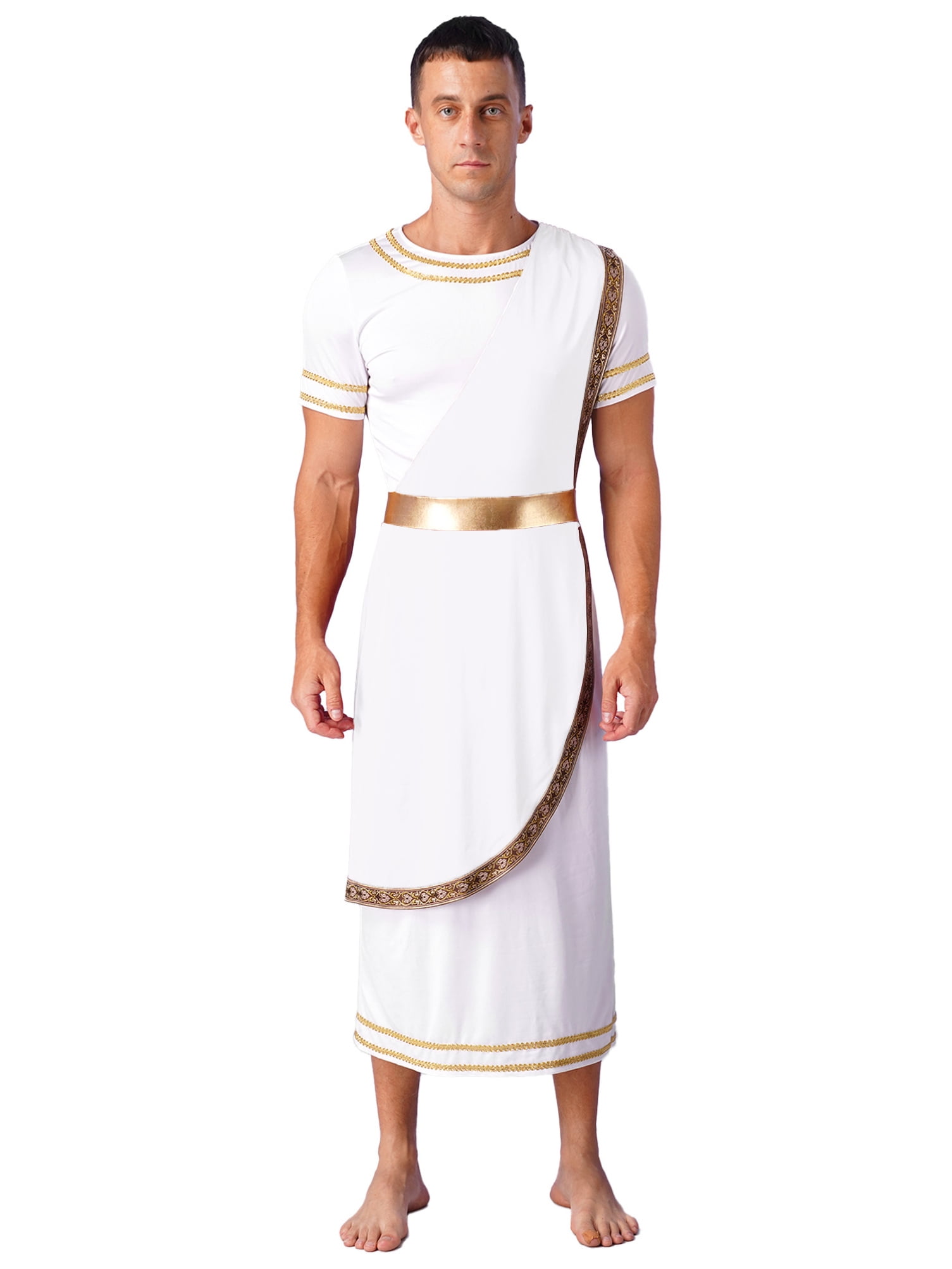iixpin Mens Halloween Toga Robe Ancient Roman Costume Short Sleeve ...
