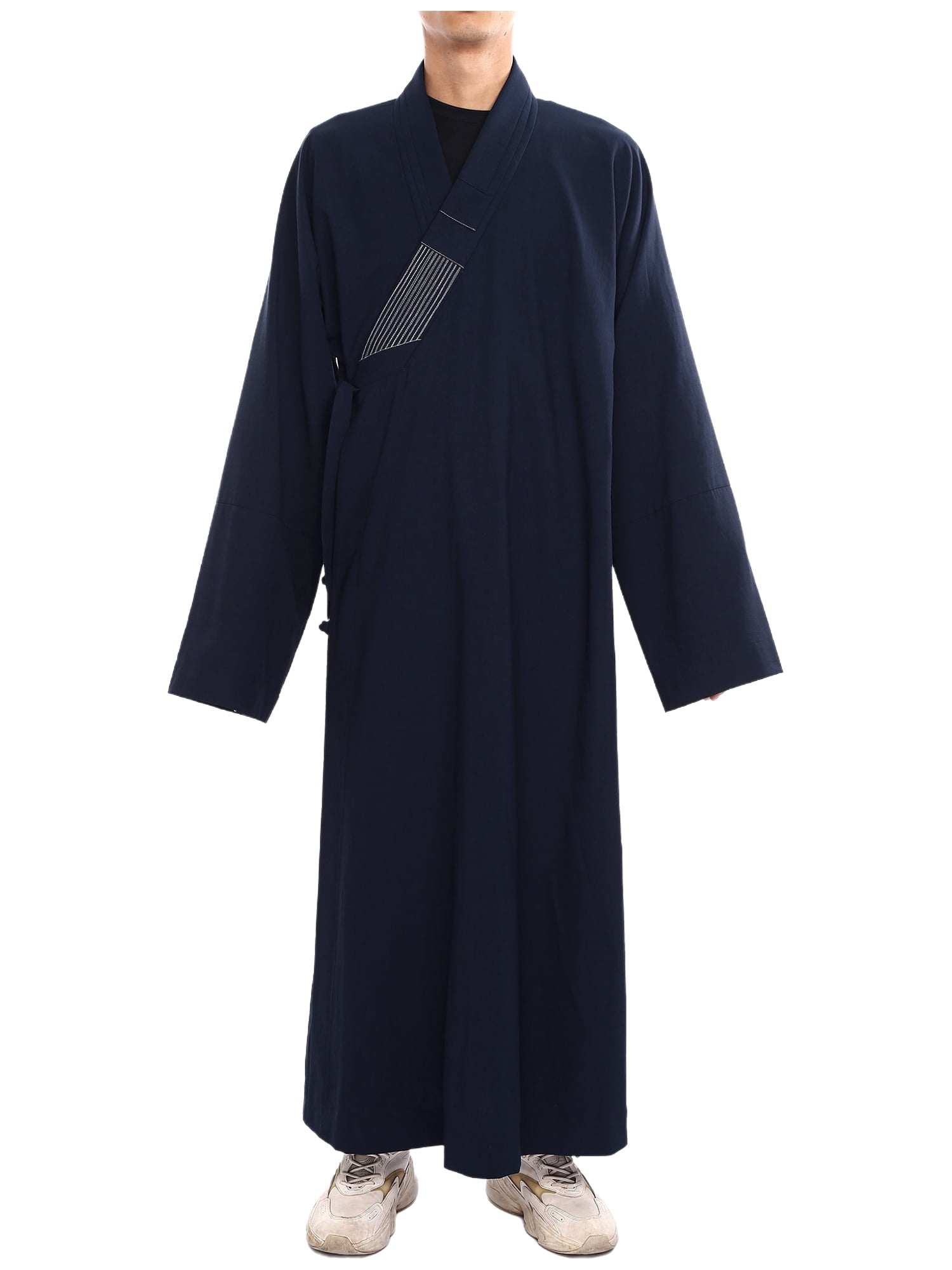 iixpin Men's Monk Robes Ritual Meditation Gown Loose Fit Sides Split ...