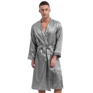 FashGudim 100% Cotton Knit Robe for Men Lightweight Summer Robes Thin Kimono Bathrobes Knee ...