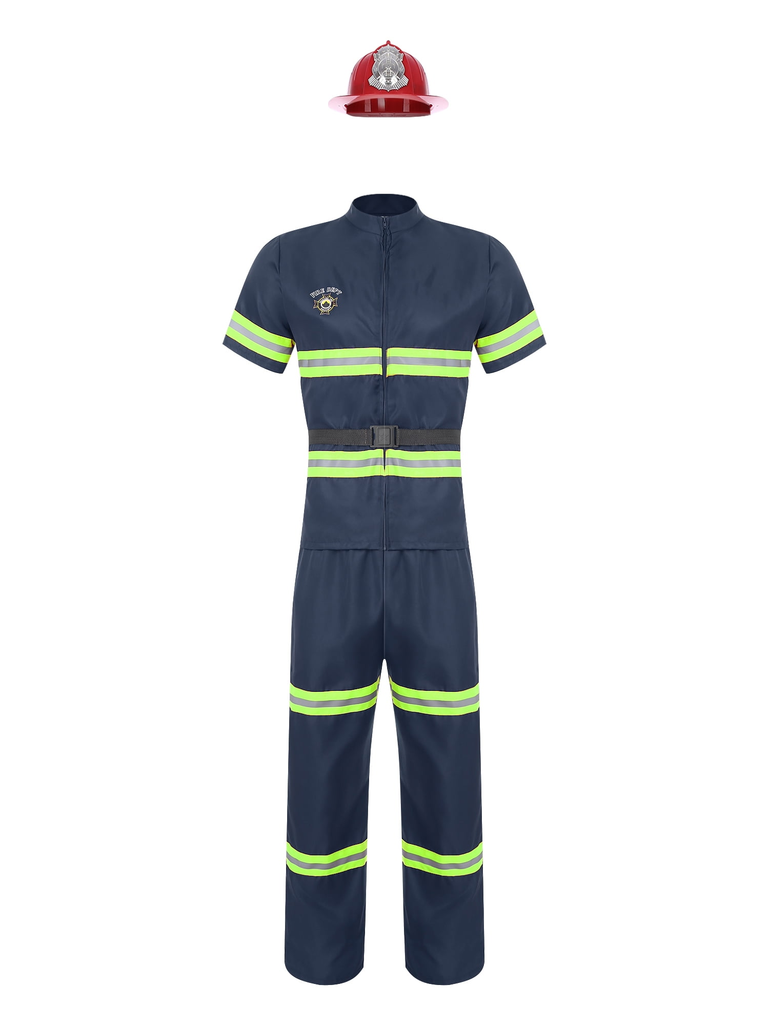 iixpin Mens Adults Firefighter Costume Fireman Dress Up Outfits ...