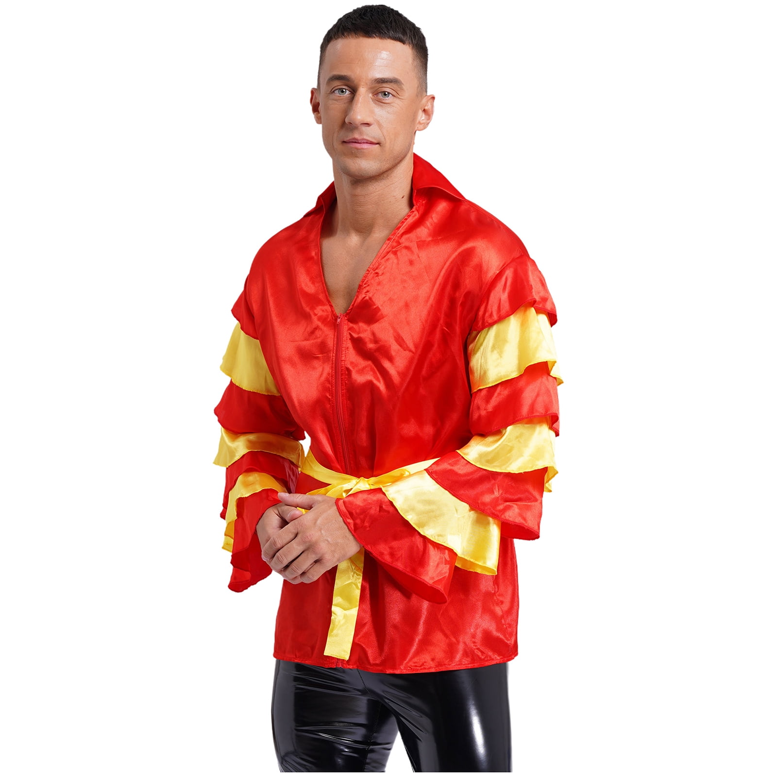 iixpin Mens Spaniard Man Costume Rumba Dancer Tiered Long Sleeves ...