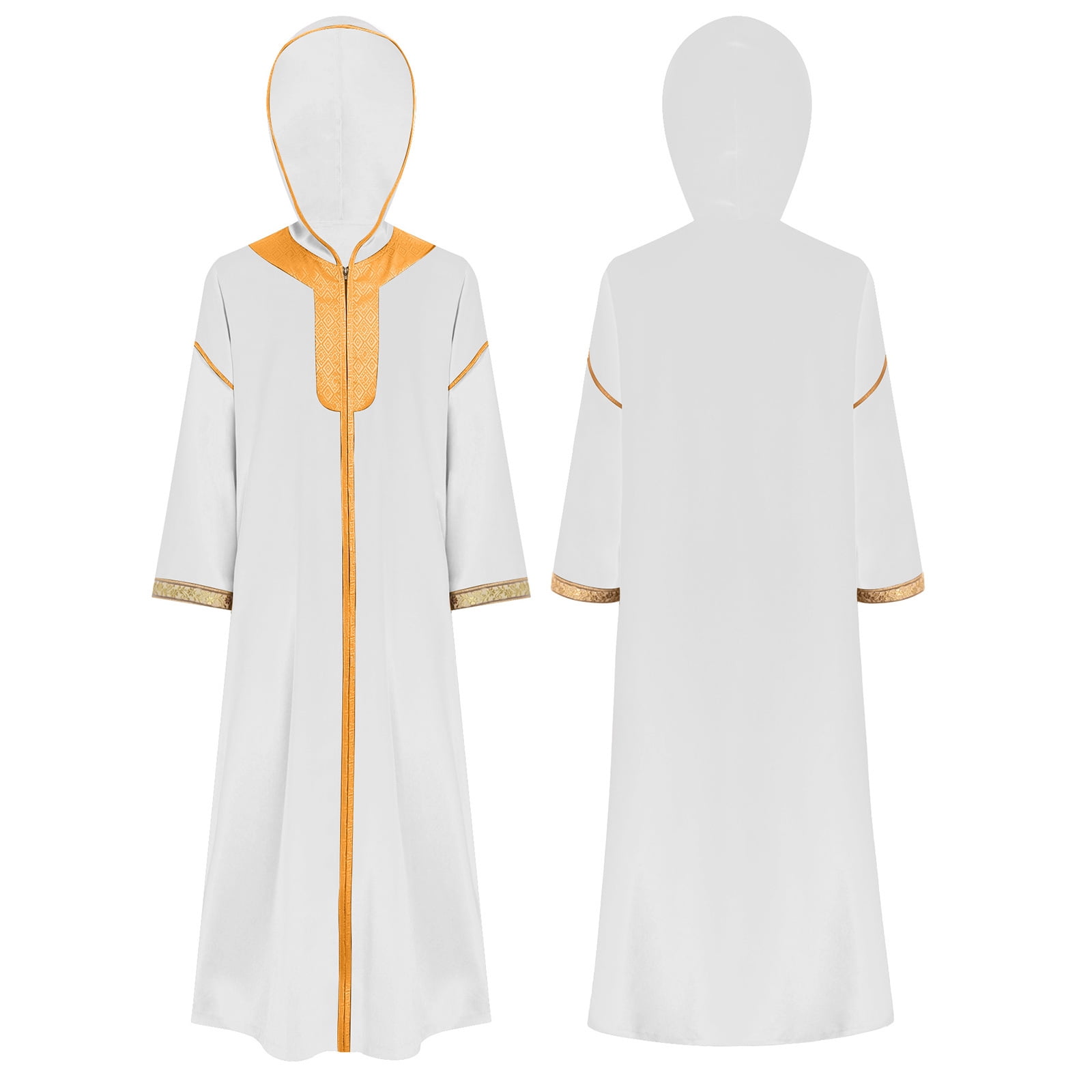 iixpin Muslim Dress for Girls Hooded Gold Embroieder Long Sleeves Maxi ...