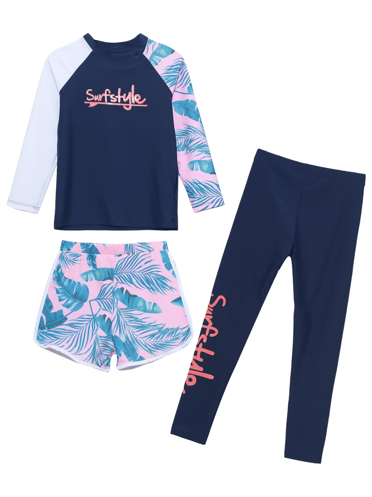 iixpin Upf 50+ Rash Guard Sets for Girls Boys Long Sleeve Swim Top ...