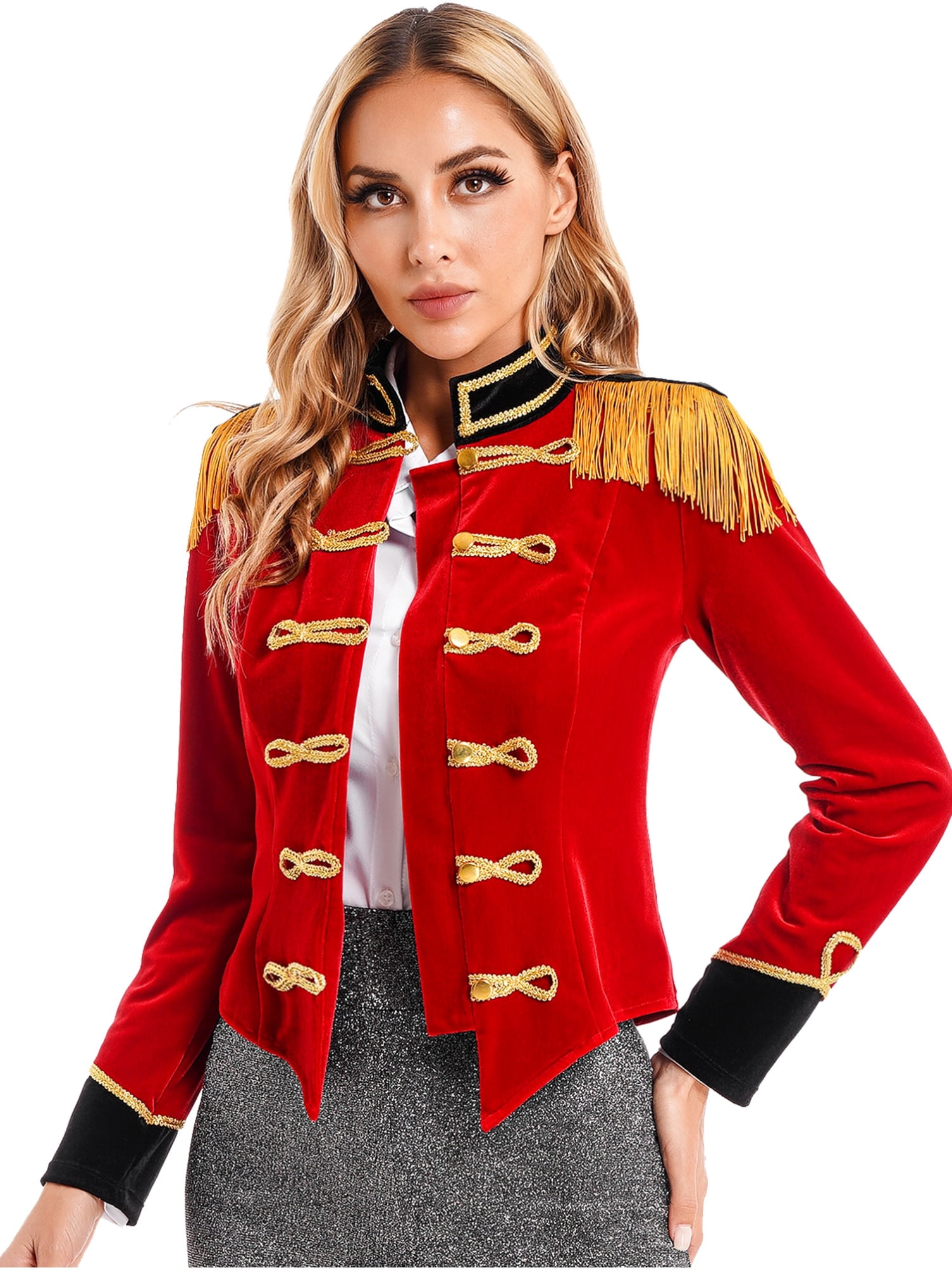 iixpin Womens Circus Ringmaster Jacket Costume Velvet Victorian Coat ...