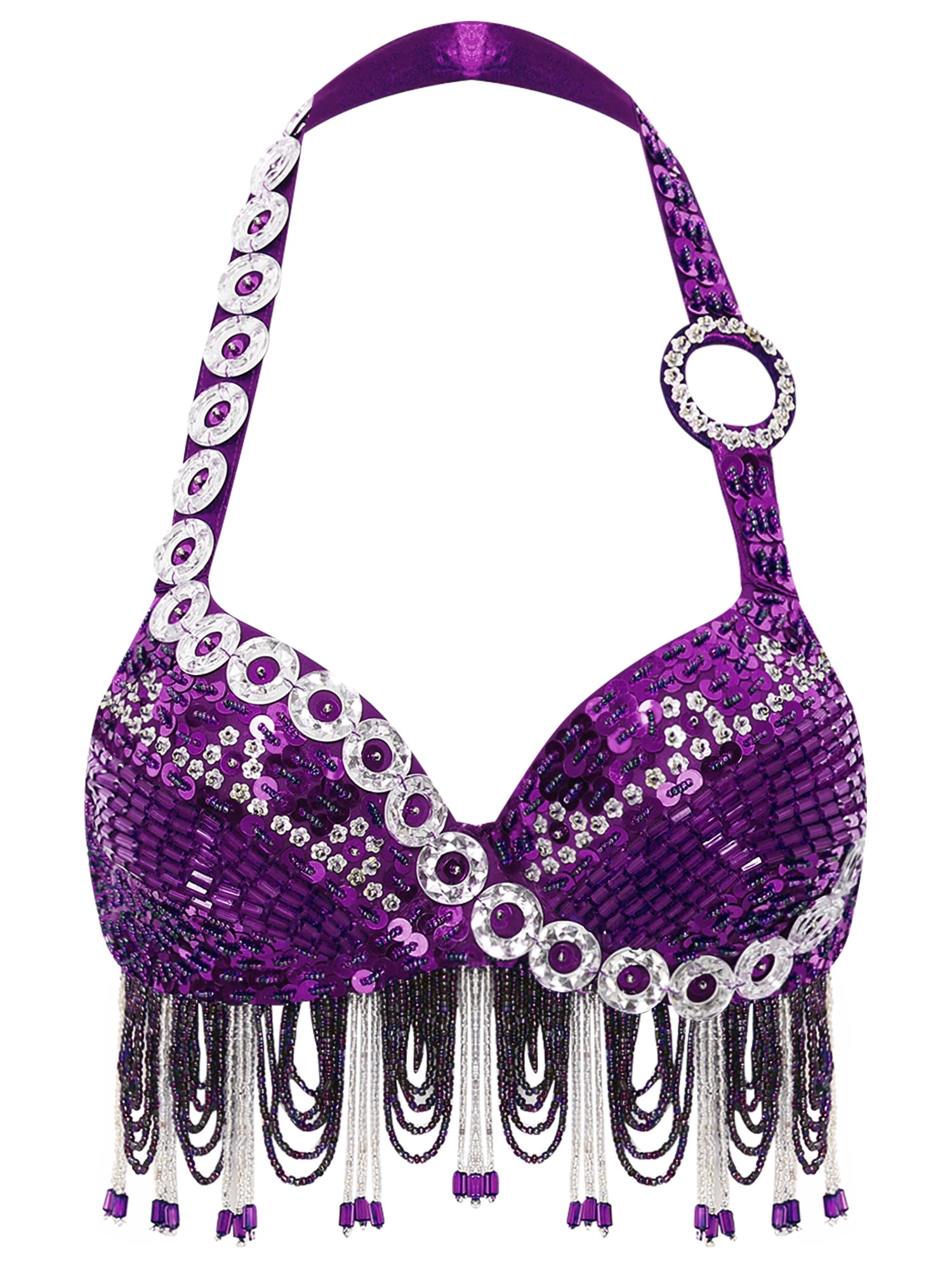iixpin Womens Shiny Sequin Halter Bra Top Salsa Belly Dance Boho ...