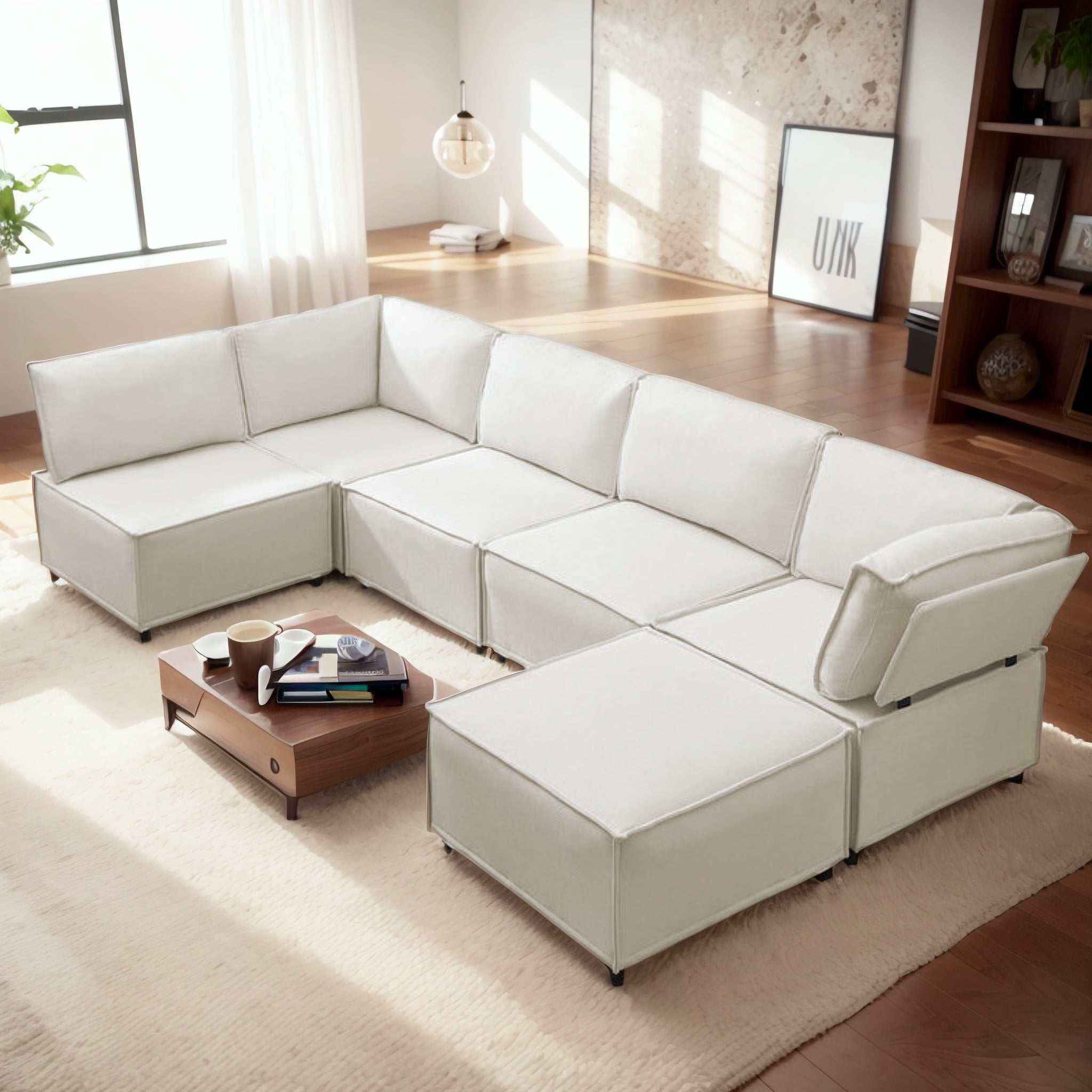 ijuicy 121”W Convertible U/L Shaped Sectional Couches and Sofas, 6 ...