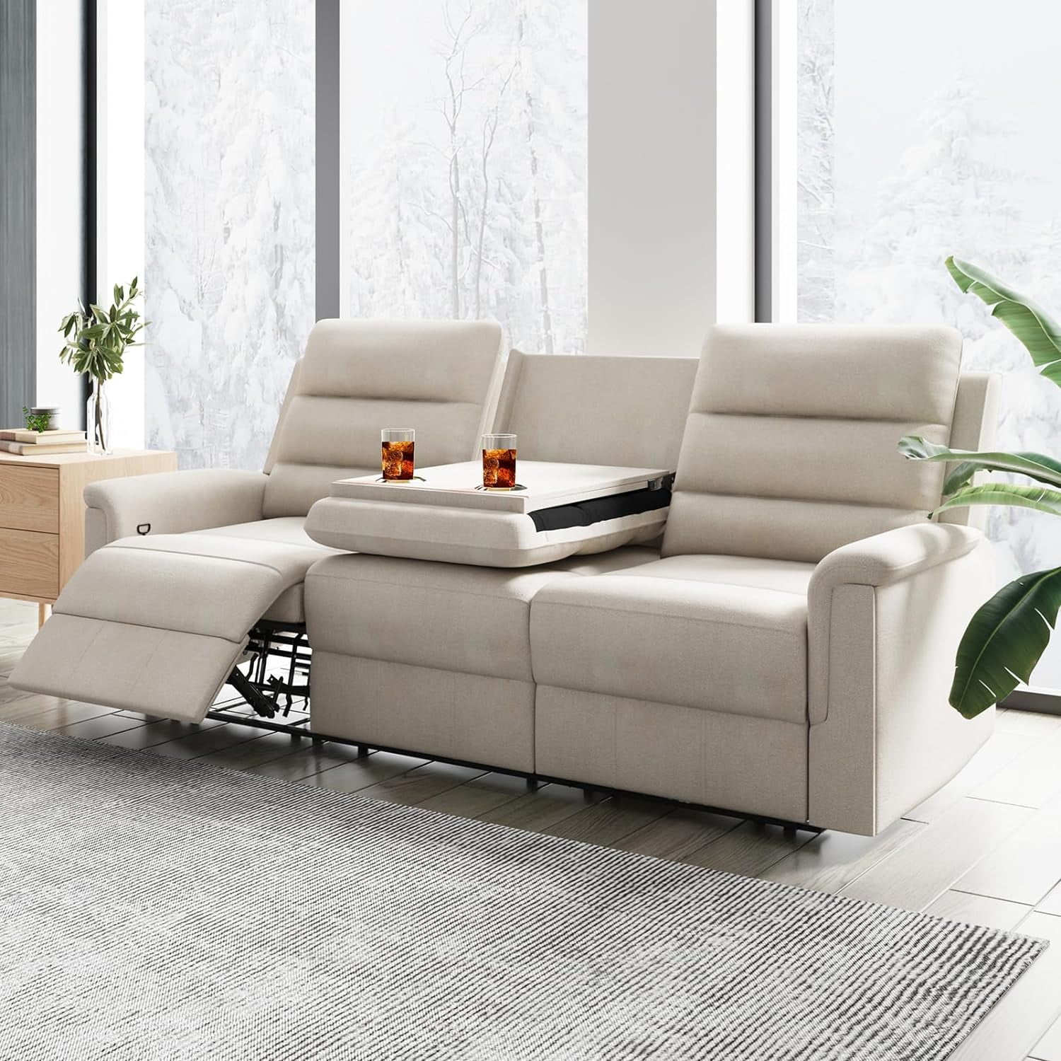 ijuicy 3-Seater Reclining Sofa with 2 Cup Holders,Sofa Recliner with ...