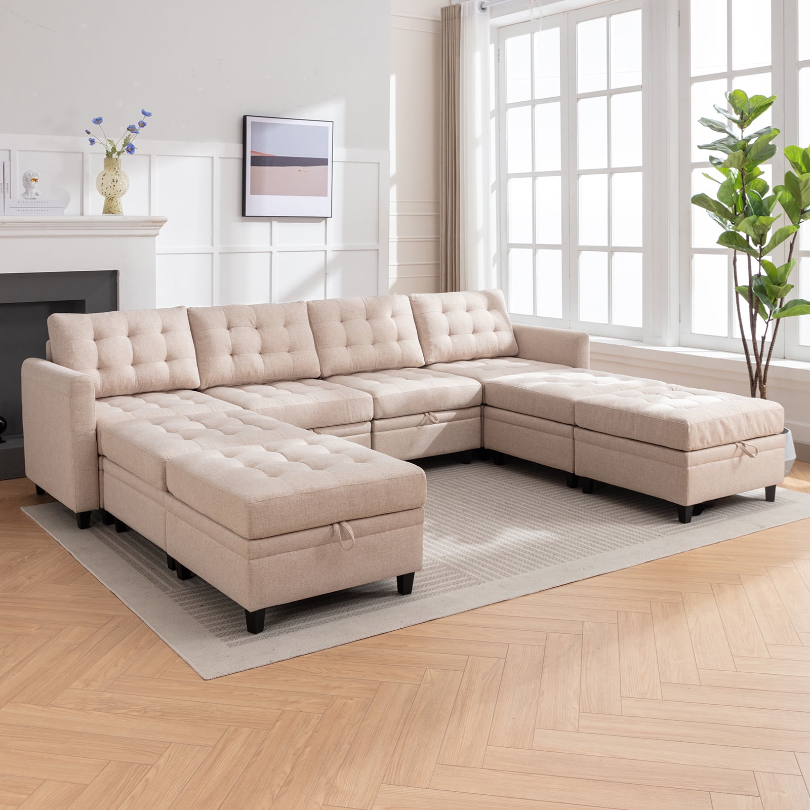 ijuicy 8-Seat Modular Sectional Sofa with Adjustable Armrest and ...