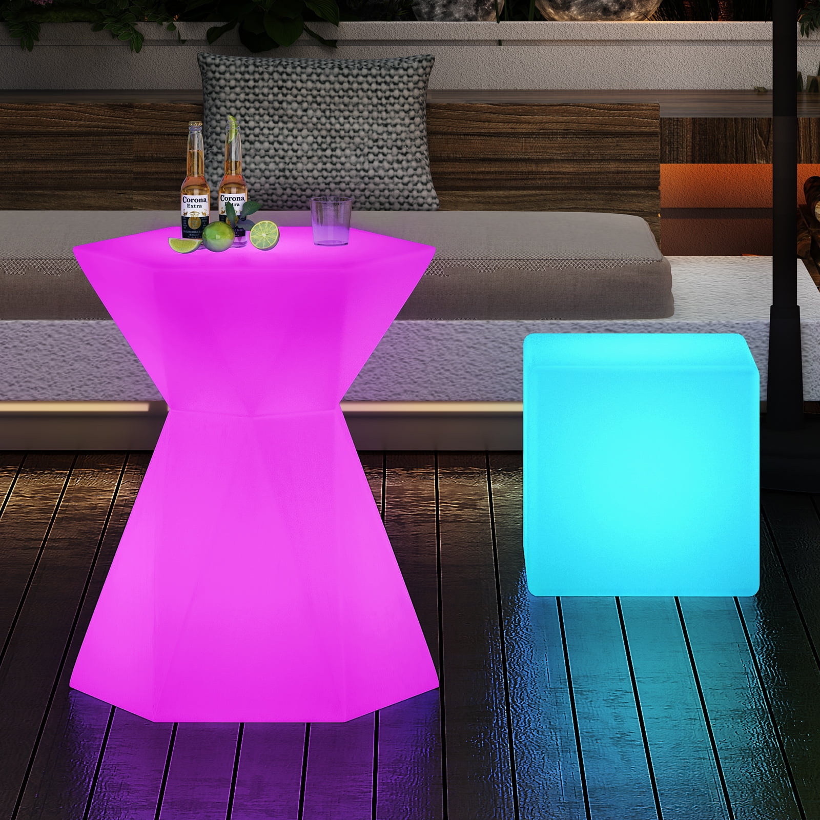 ijuicy LED Bar Table, Light Up Rechargeable Cocktail Table, Remote ...