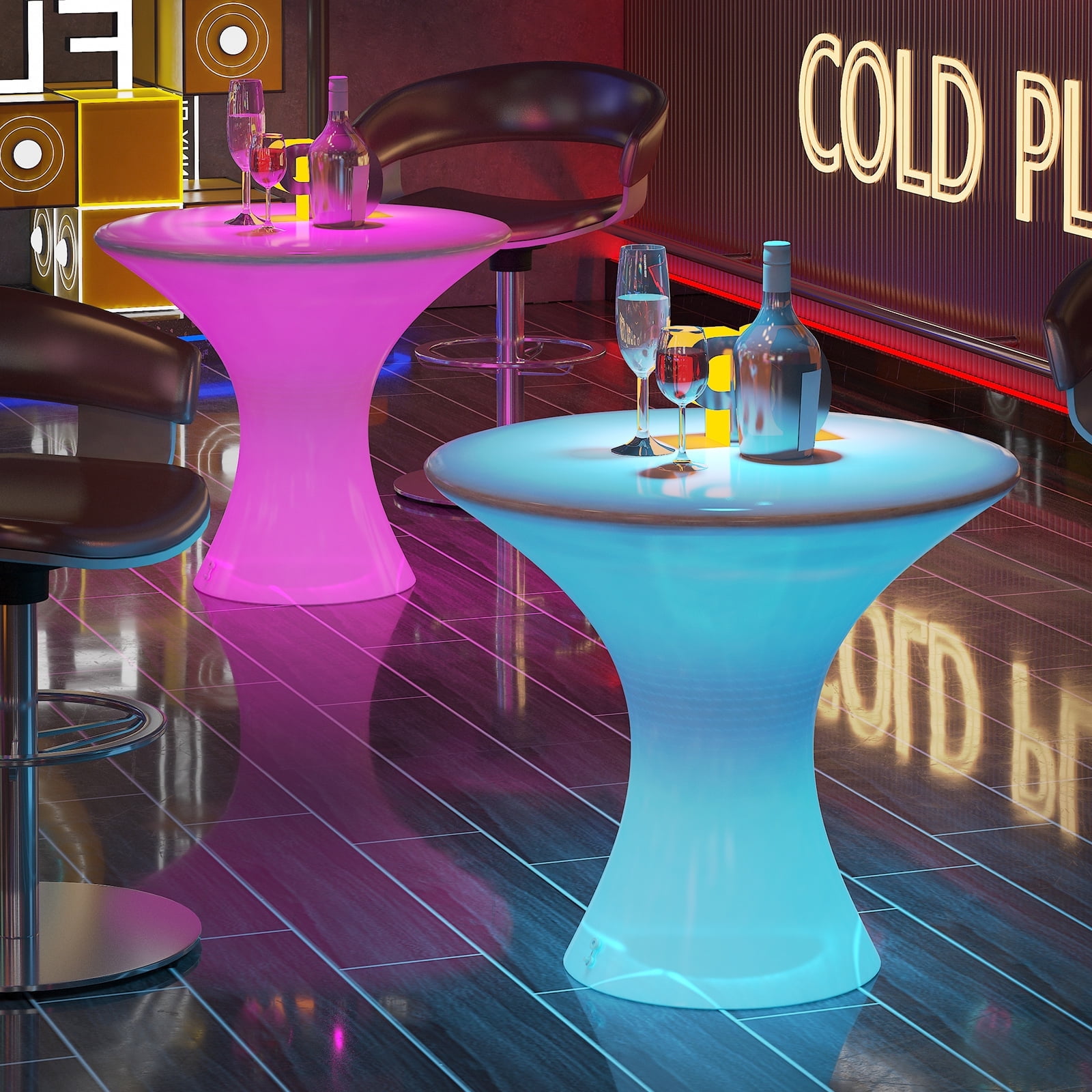 ijuicy LED Bar Table, Light Up Rechargeable Cocktail Table, Remote ...