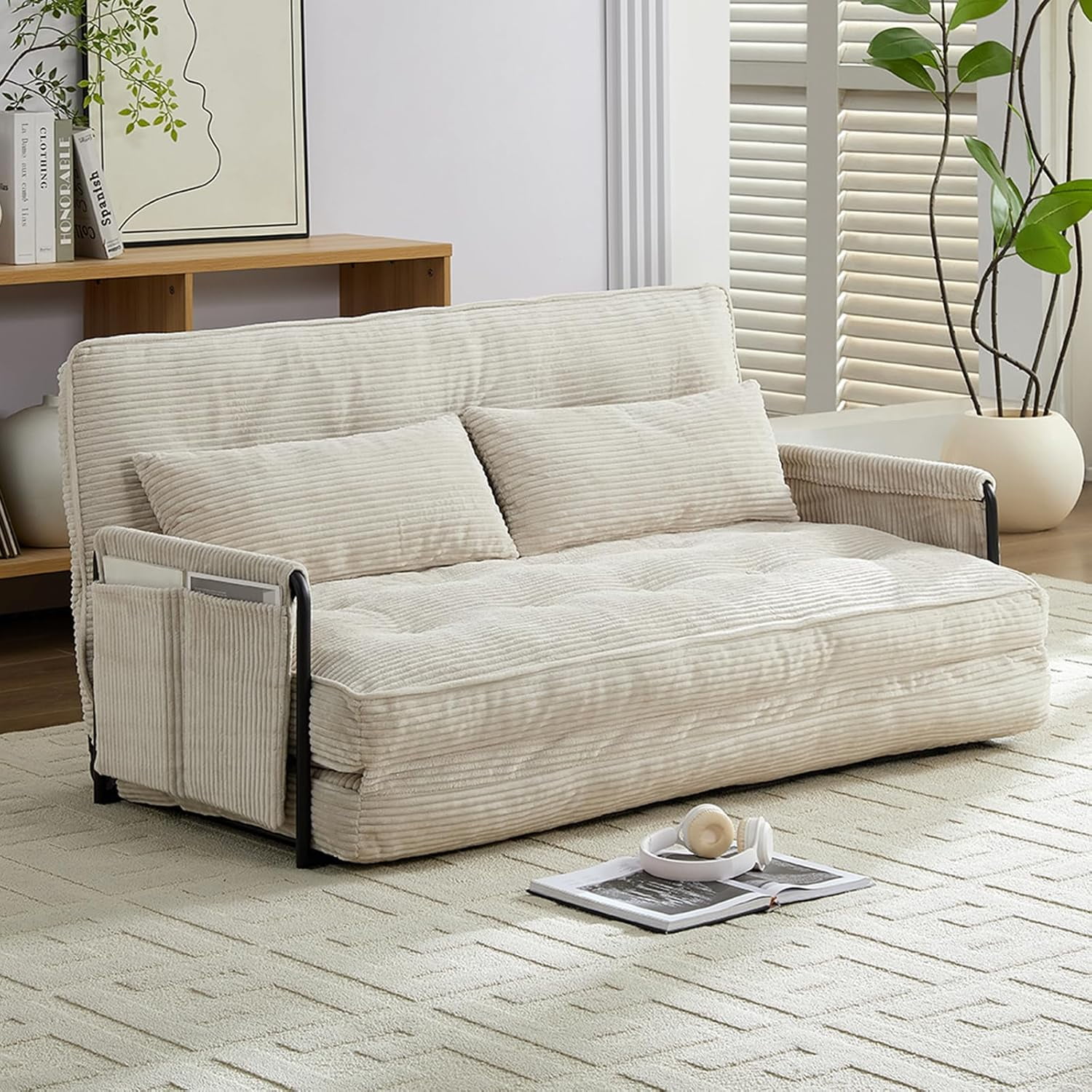 ijuicy Multi-Functional Floor Sofa Couch with 2 Pillows, Foldable Lazy ...