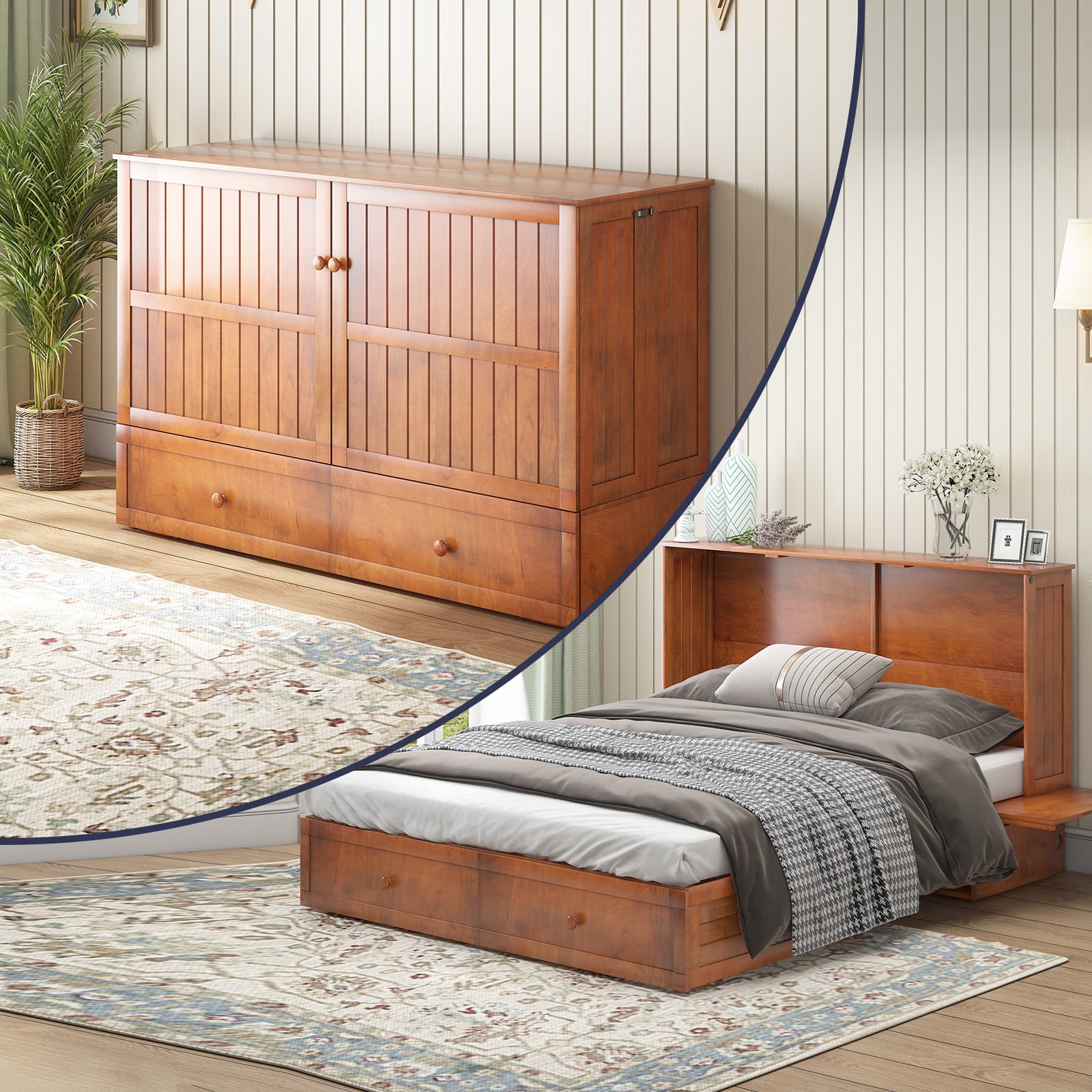 ijuicy Queen Size Murphy Bed Chest, Cube Chest Cabinet Bed with ...