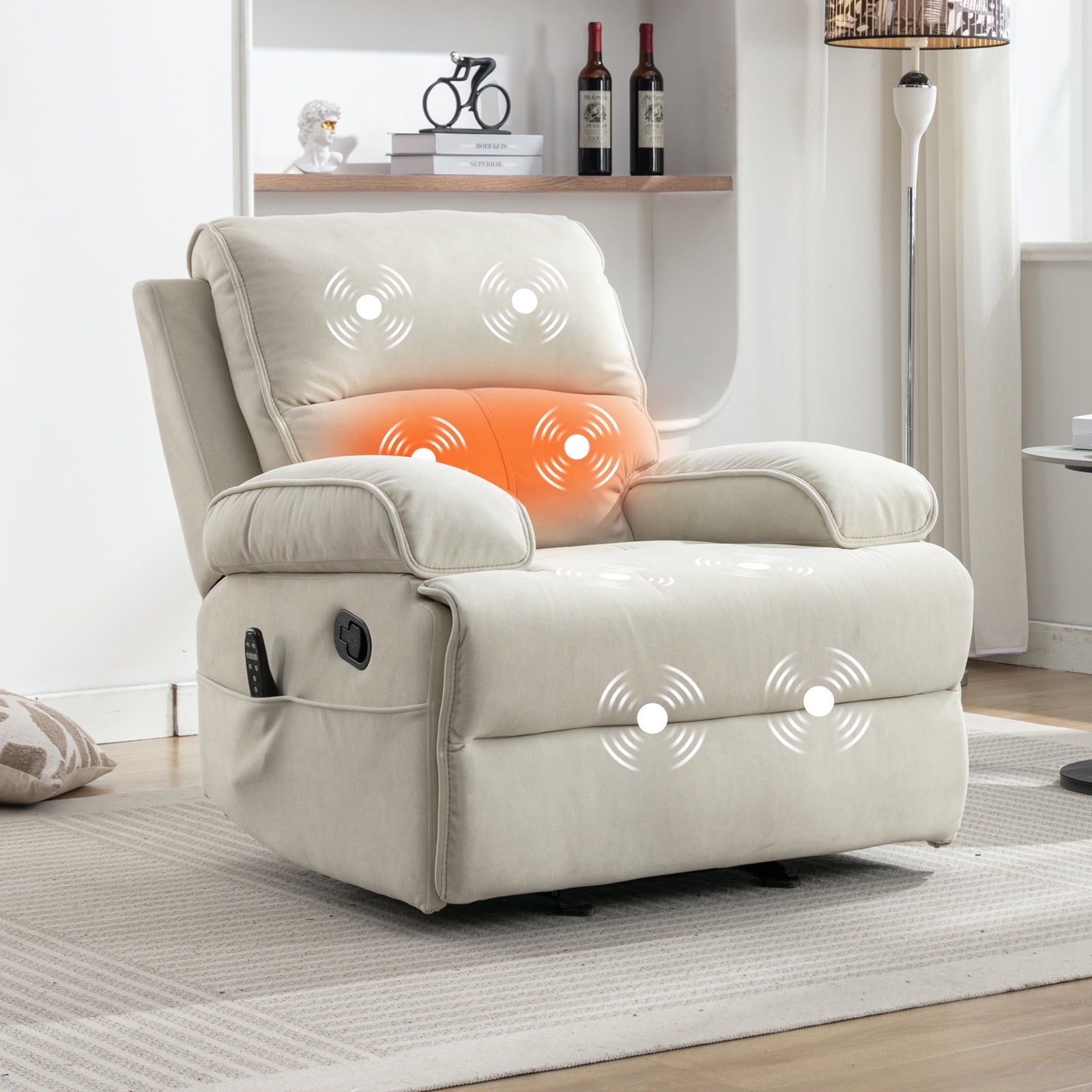 ijuicy Recliner Chair for Adults, Baby Velour Fabric Reclining Sofa ...