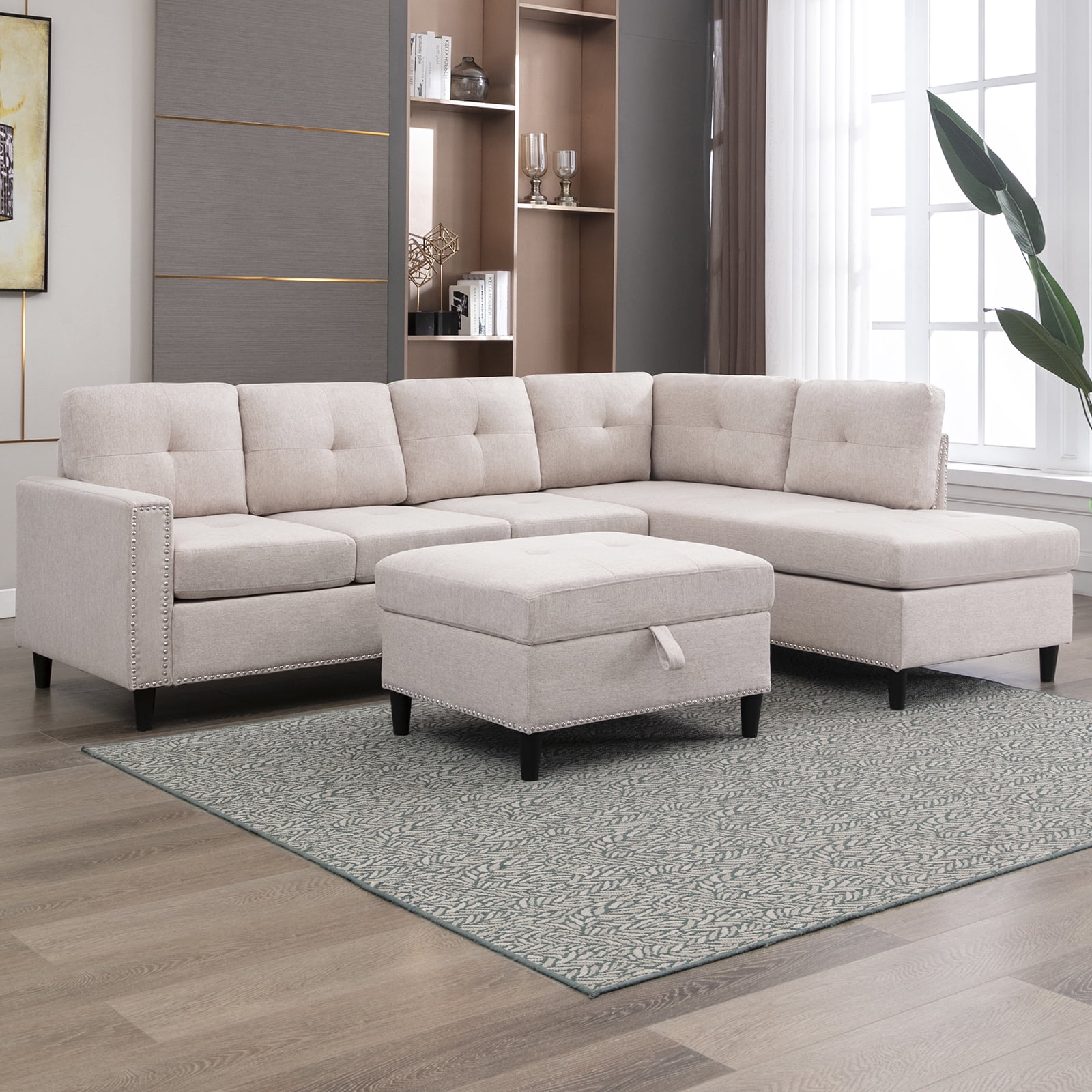 ijuicy Sectional Sofa with Flexible Free Combination Storage Ottoman ...