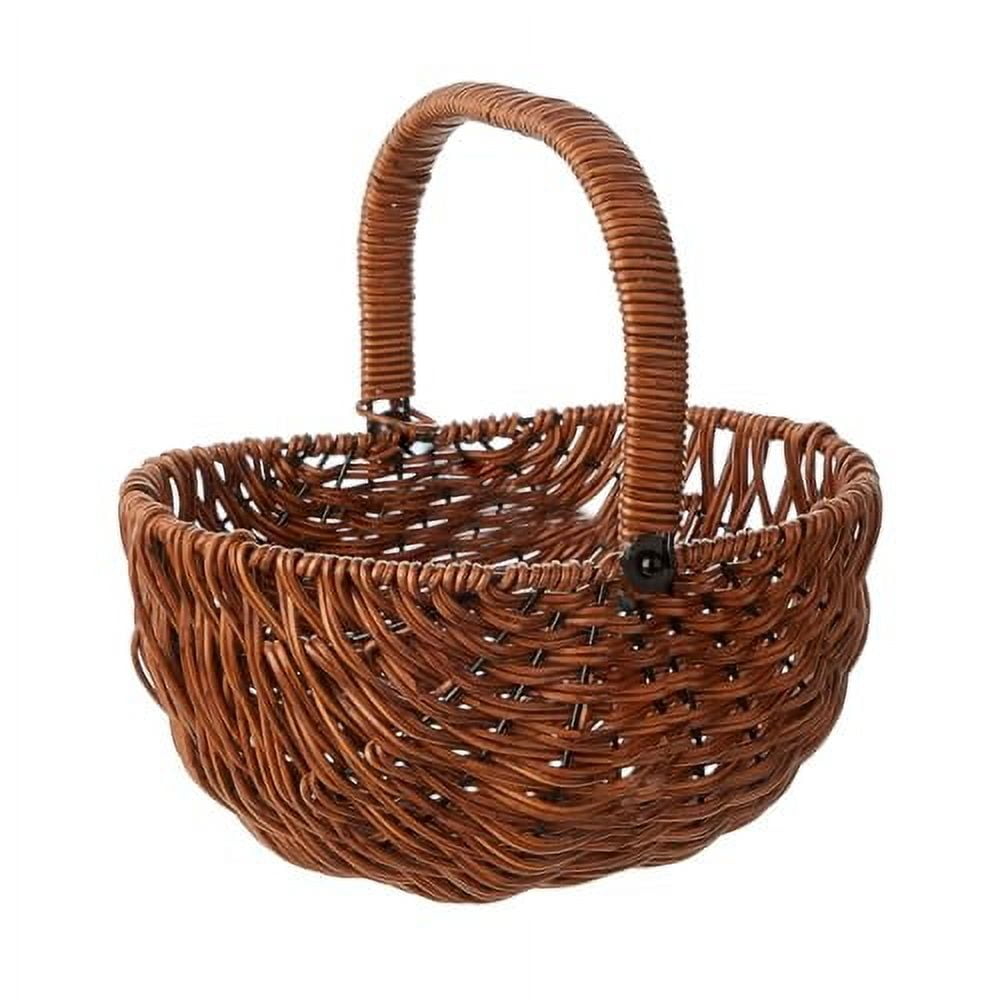ikasus Rattan Basket Half Moon Wicker Basket with Handle Willow Straw ...