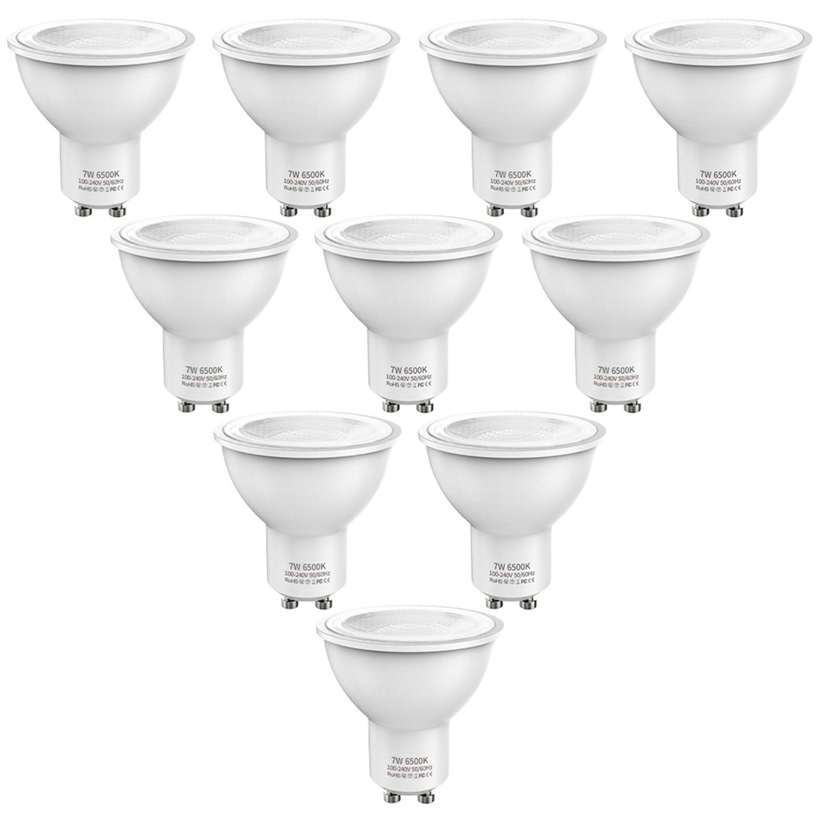 ikaufen 10-Pack GU10 LED Bulbs, 7W 6500K Daylight White, 630LM Flicker ...