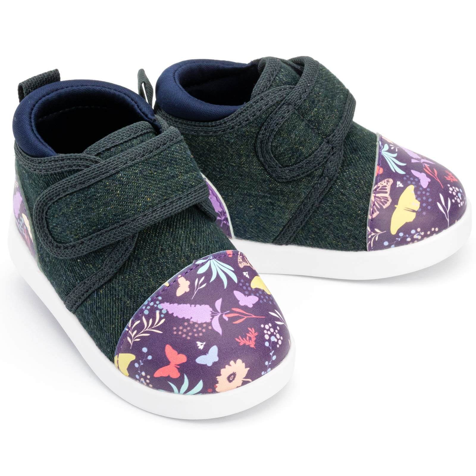 ikiki Butterfly Daydream Squeakerless Toddler Shoes | Purple/Denim ...