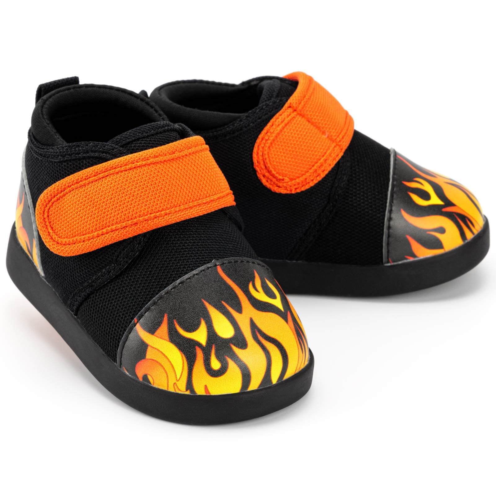 ikiki Scorching Hotrod Squeakerless Toddler Shoes | Black Flame Pattern ...